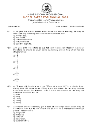 MCQ Pharmacology-1 - Pharmacology Multiple Choice Questions (MCQ Quiz) with answers and detailed ...
