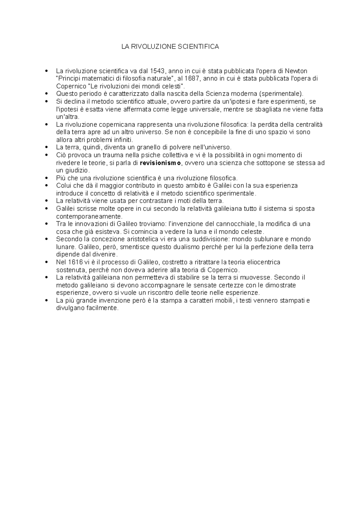 LA Rivoluzione Scientifica - LA RIVOLUZIONE SCIENTIFICA La rivoluzione ...