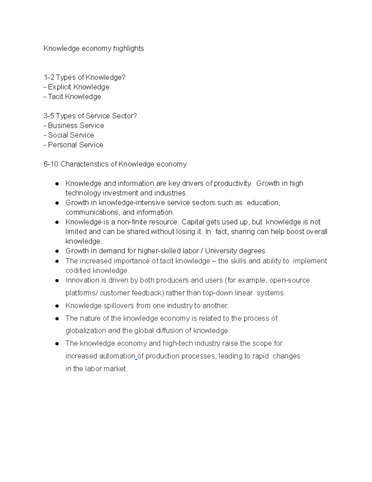 Knowledge Economy and the summary of Knowledge economy - Innovation ...