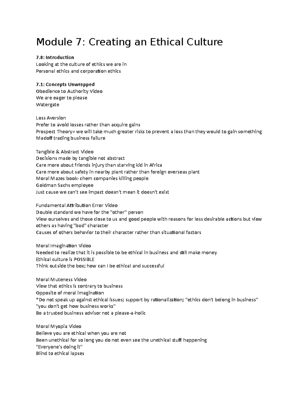 Module 7: Creating an Ethical Culture - Module 7: Creating an Ethical ...