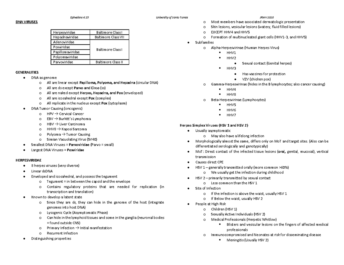 DNA Viruses - (Also can be differentiated serologically and ...