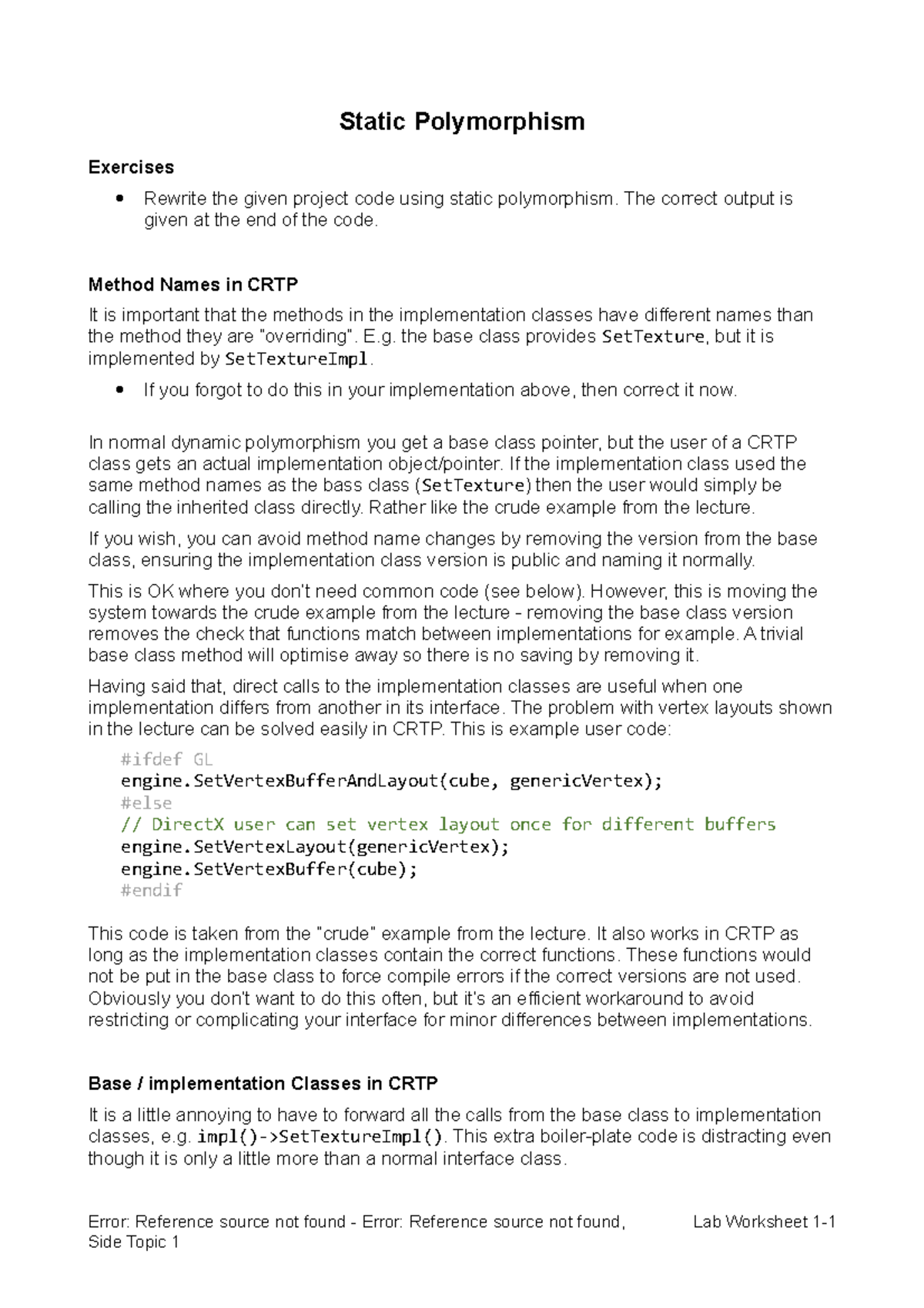 CO4302 Side Topic 2 - Lab Worksheet 1 - Static Polymorphism Exercises ...