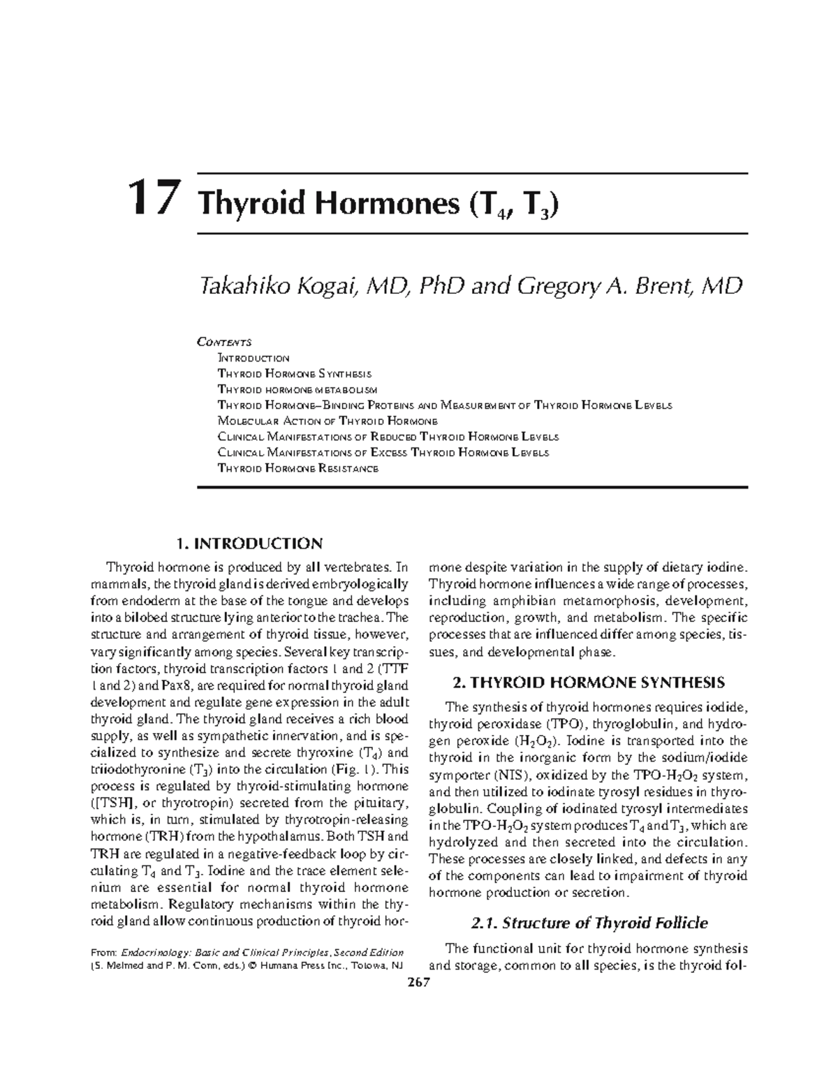 267-281 - Lecture note - Chapter 17 / Thyroid Hormones (T 4 , T 3 ) 267 ...