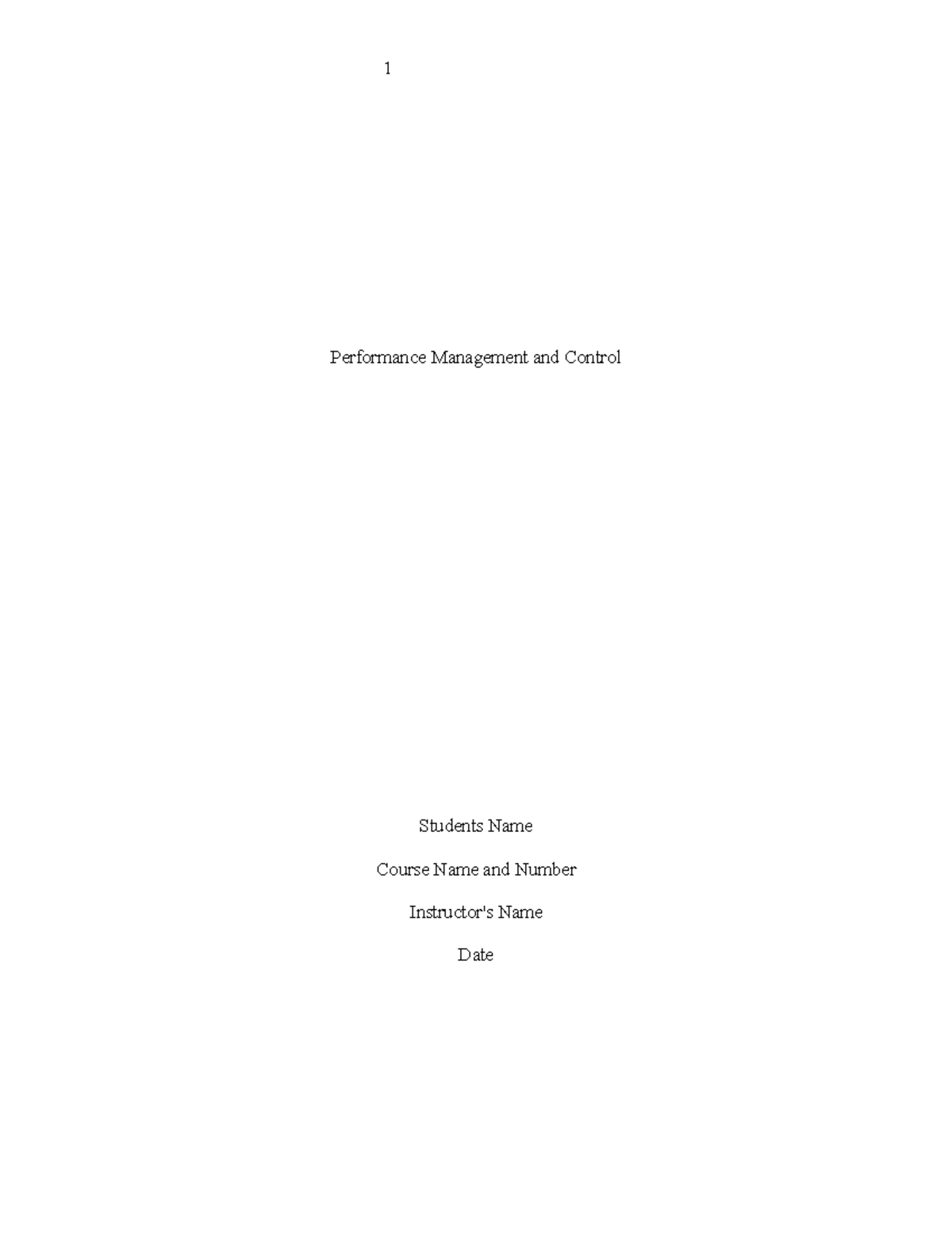 Performance Management and Control - Performance Management and Control ...