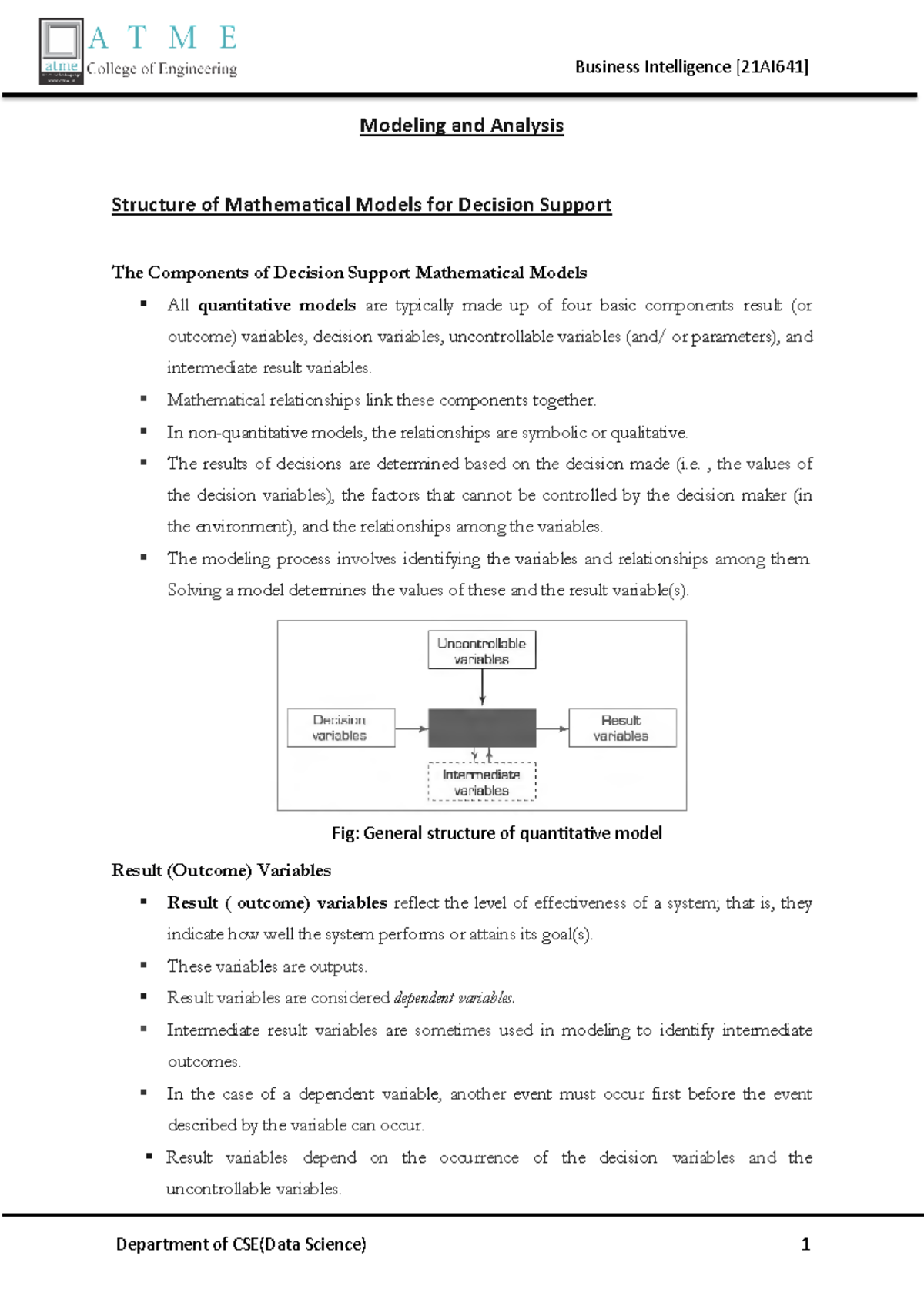 Module 2 Modeling & Analysis - Modeling and Analysis Structure of ...