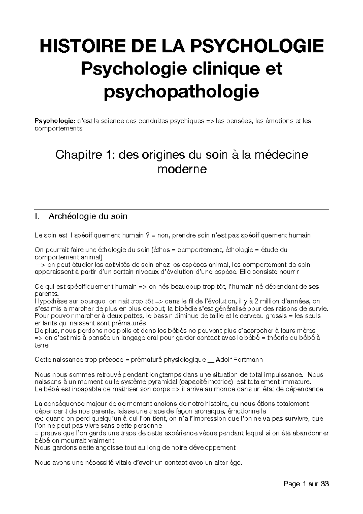Cours Clinique - HISTOIRE DE LA PSYCHOLOGIE Psychologie clinique et ...