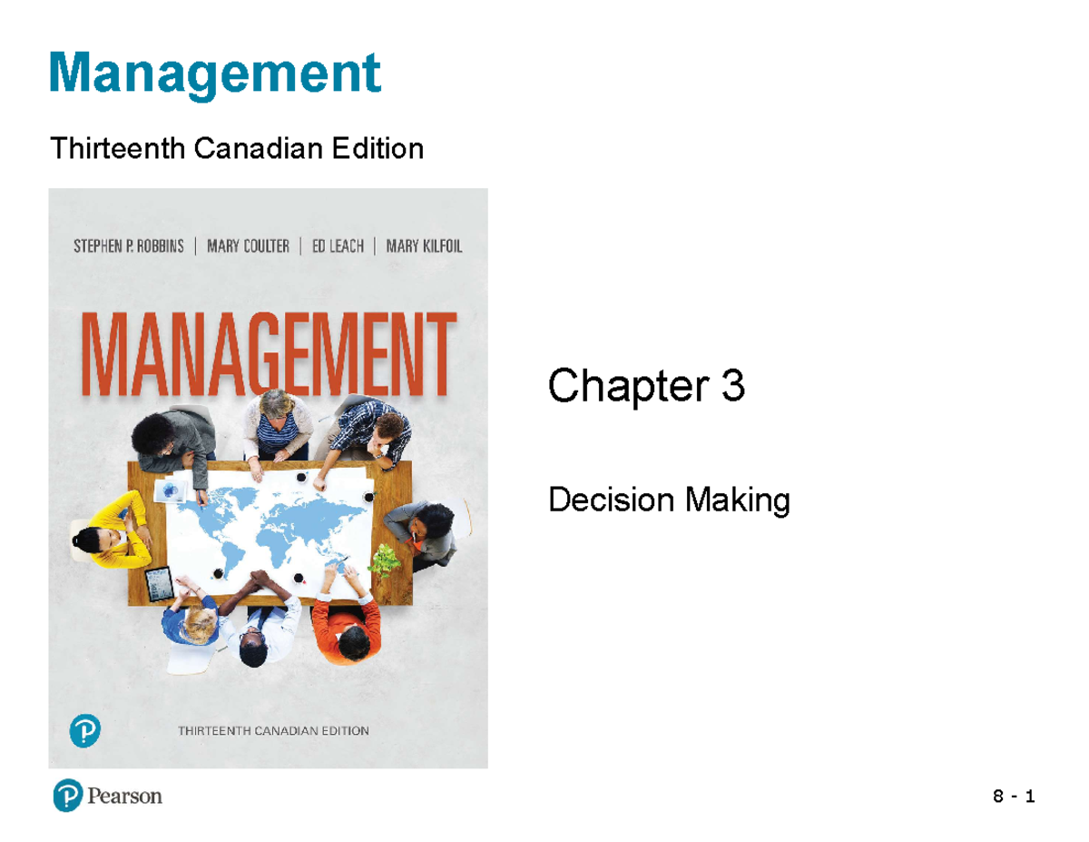 MGM102 - Ch 3 Decision Making - Management Thirteenth Canadian Edition ...