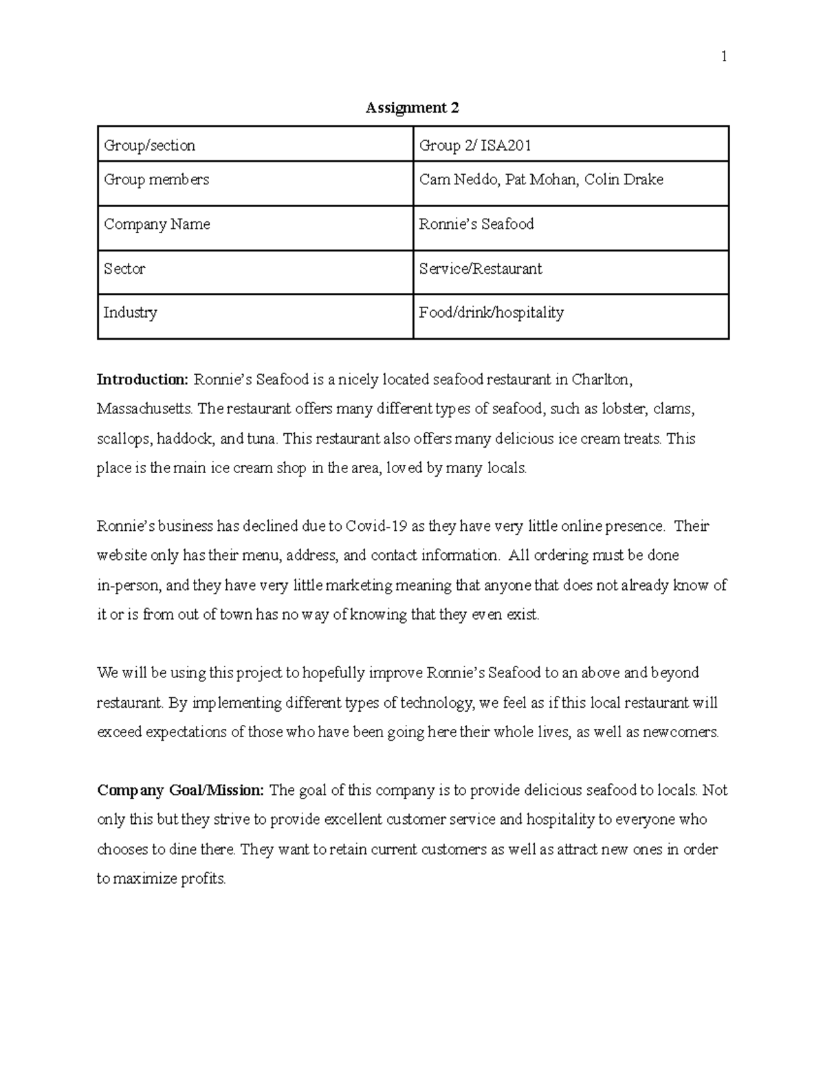 Assignment 2 - nalkjdedjejdn2ed - Assignment 2 Group/section Group 2 ...