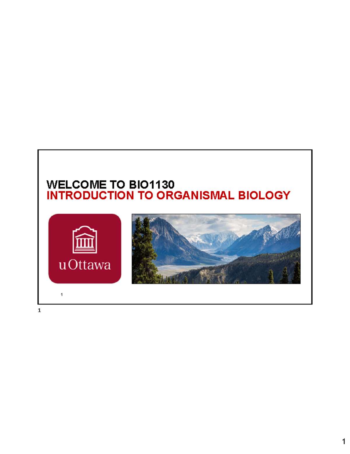 Intro.slides 1 per page - WELCOME TO BIO INTRODUCTION TO ORGANISMAL ...