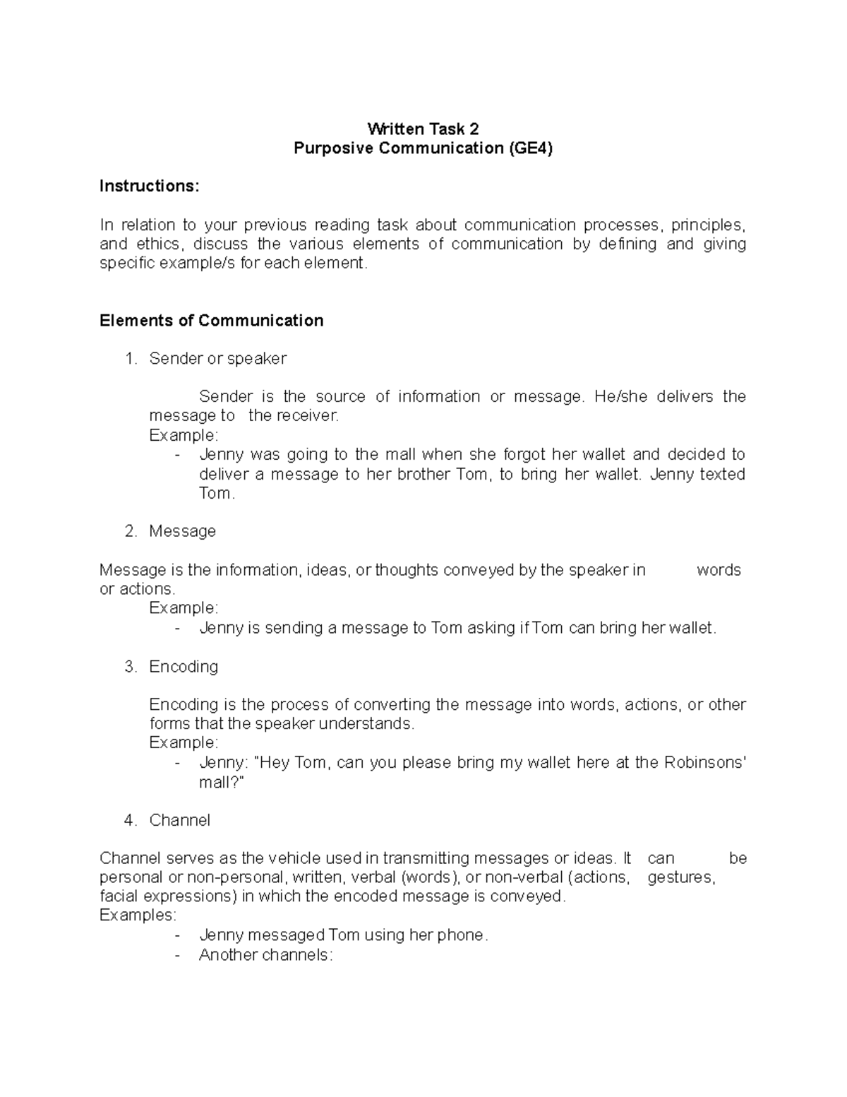 Purposive Communication Written Task 2 - Written Task 2 Purposive Communication (GE4 ...