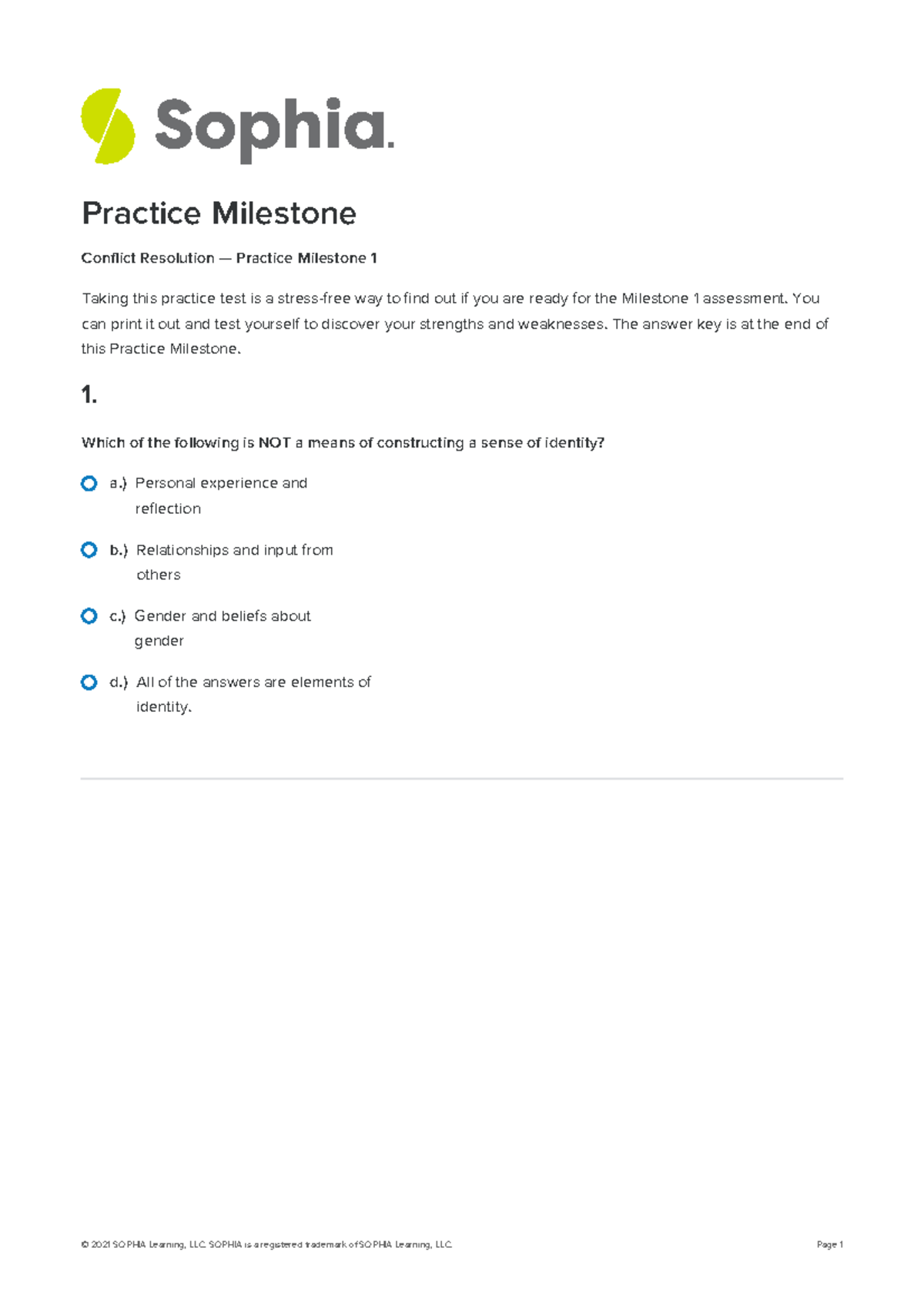 Conres 1001 unit 1 practice milestone - ELC1000 - Strayer - Studocu