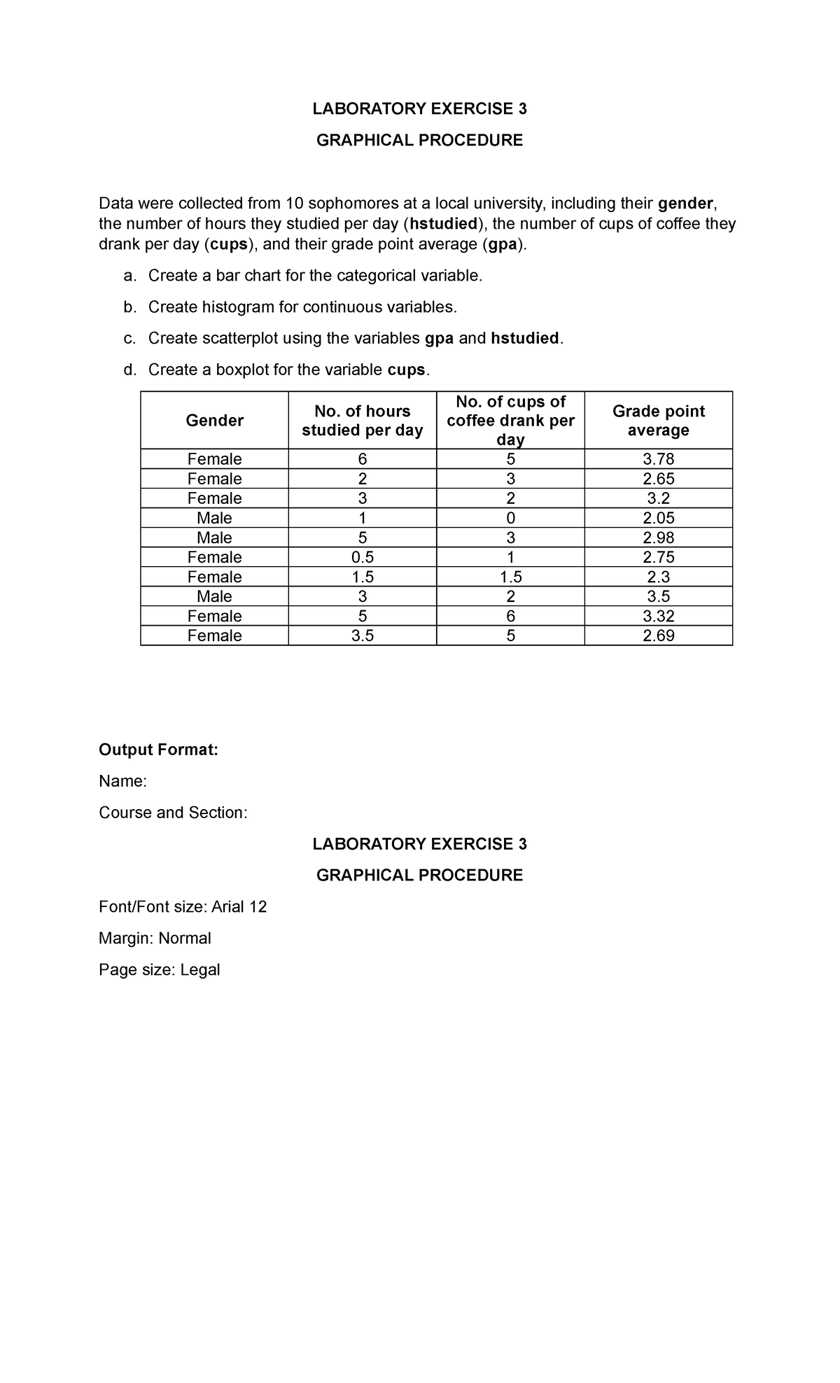 Lab Exercise 3 - Probability - LABORATORY EXERCISE 3 GRAPHICAL ...