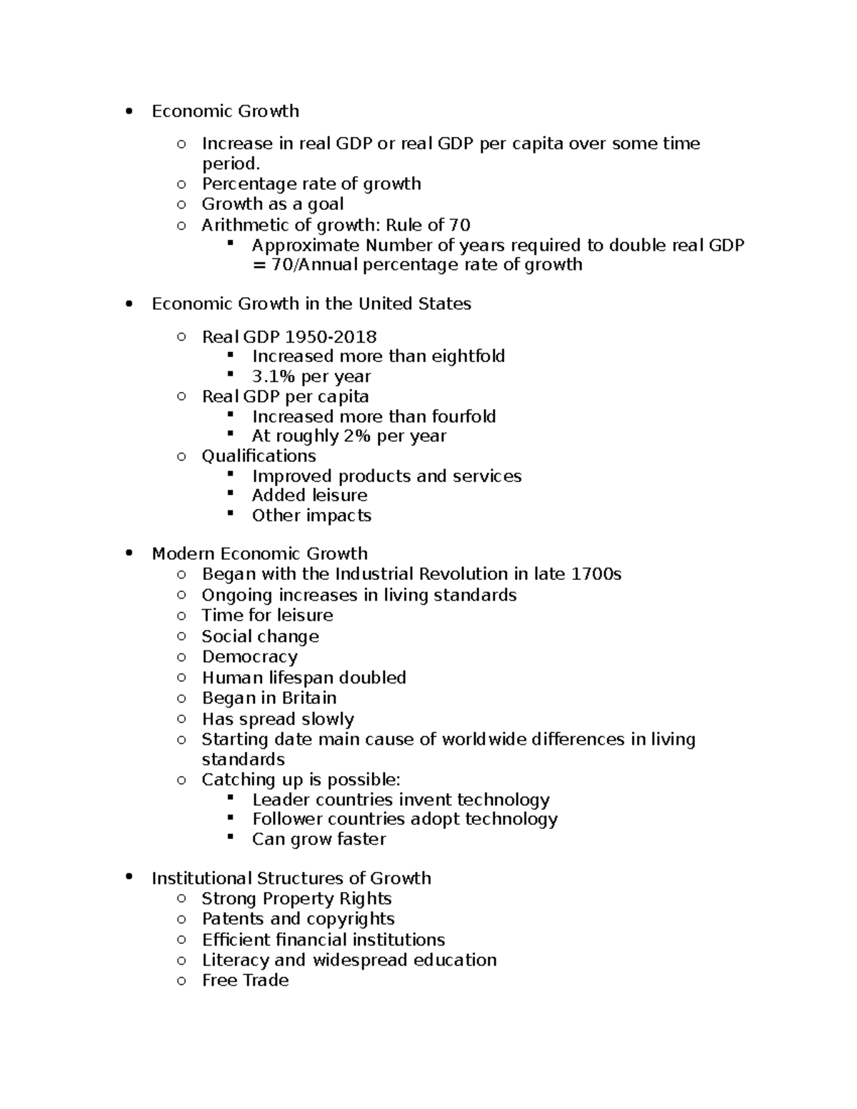 Macroeconomics Chapter 28 Notes - Economic Growth o Increase in real ...