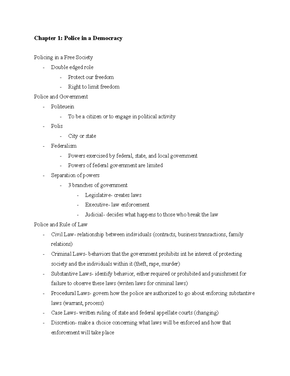 Police and Society Chapter 1- Police in a Democracy - Chapter 1: Police ...