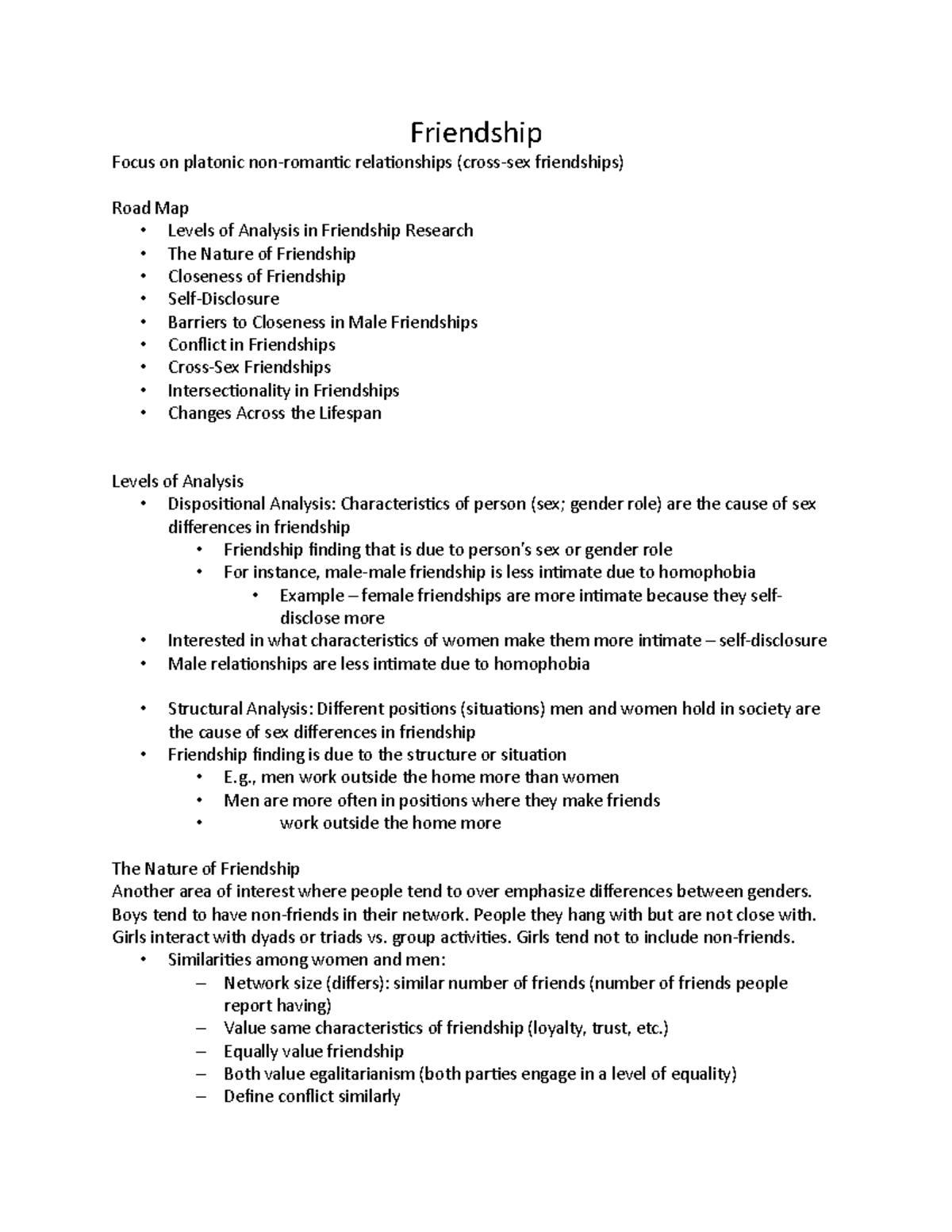 Friendship - Lecture notes 4 - Friendship Focus on platonic non ...