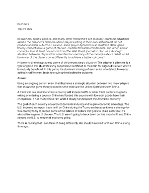 Econ topic 4 - Group discussions - The order of play tends to matter in ...