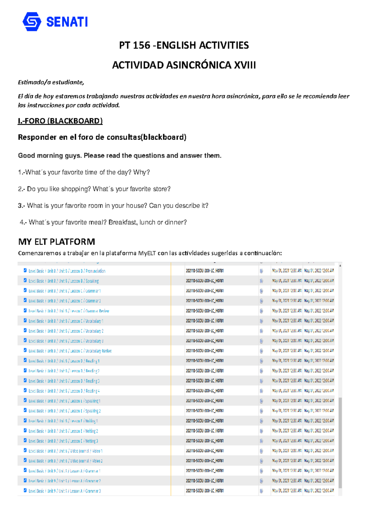 PT 156 English Activities- 18TH Clase Asincrónica - PT 156 -ENGLISH ...