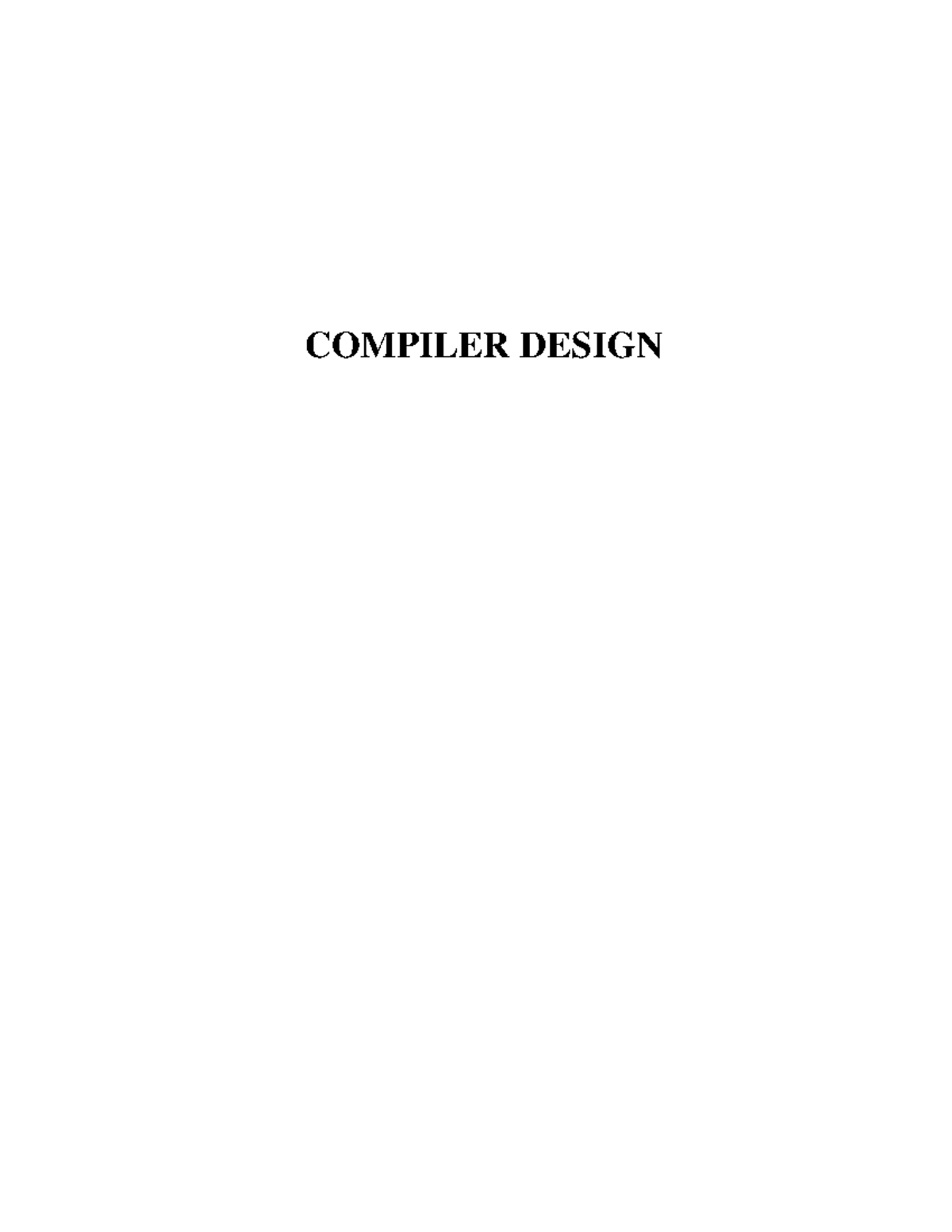 Compiler Design Notes Compiler Design Lecture Notes On Compiler 2769