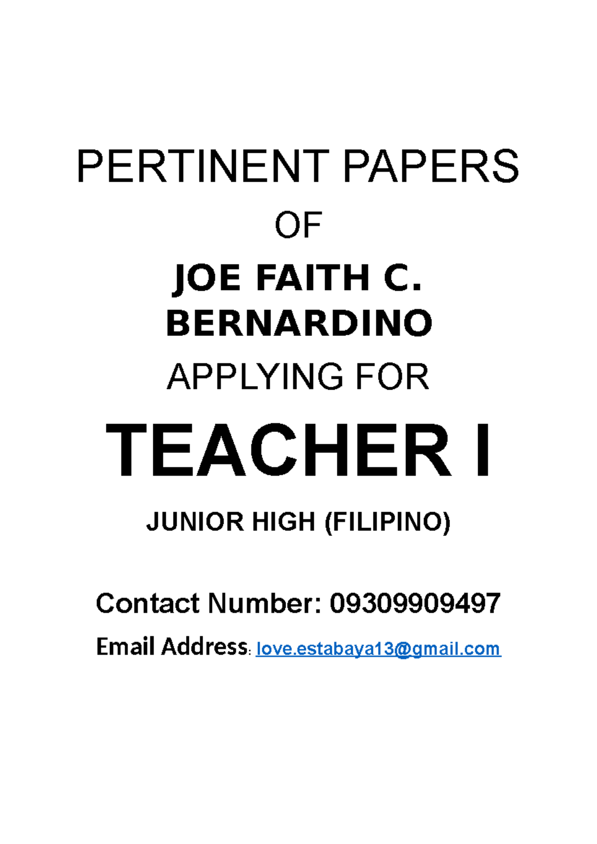 Pertinent- Paper - It is a lecture note - PERTINENT PAPERS OF JOE FAITH ...