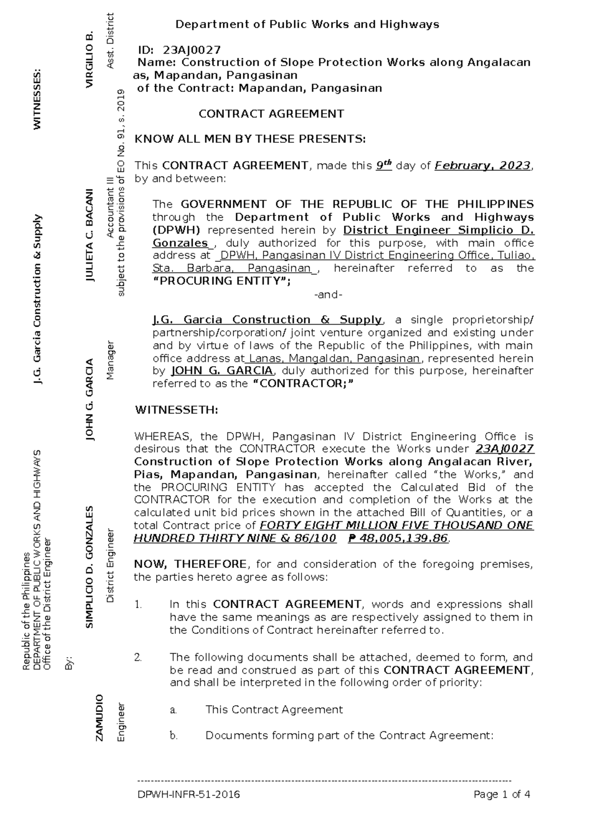 Form of contract agreement 23aj0027 - Contract ID: 23AJ Contract Name ...