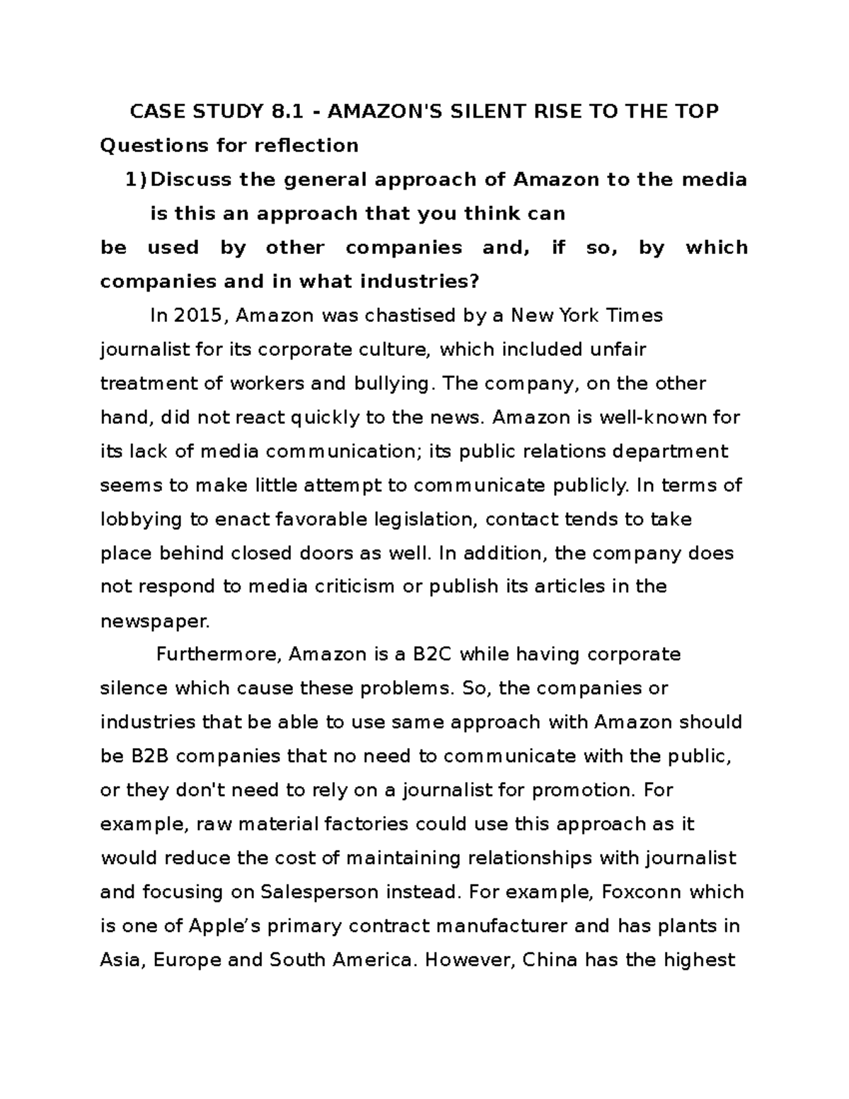 AMAZON'S SILENT RISE TO THE TOP case study - Economics - PSU - Studocu