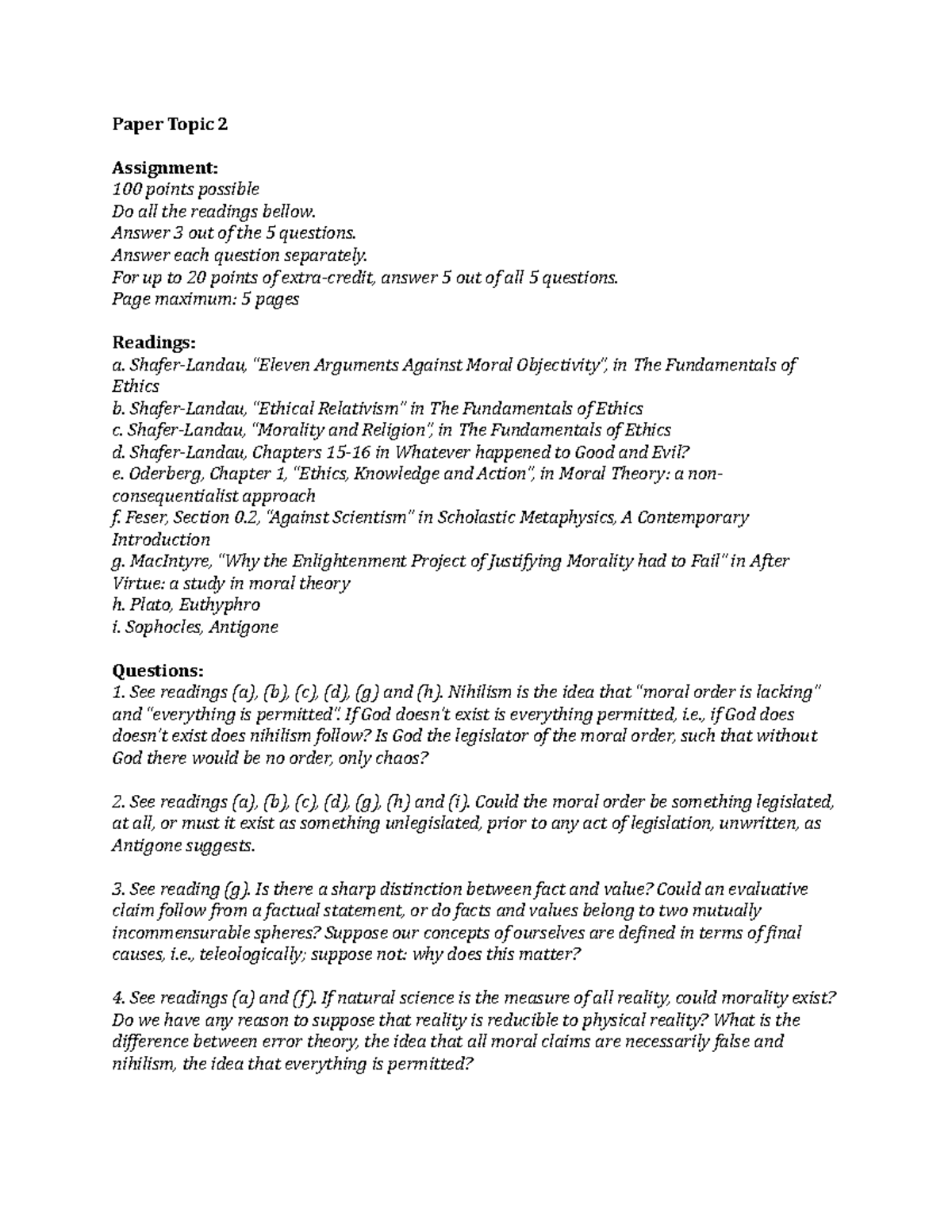 Phil Paper 1 and 2 - Paper Topic 2 Assignment: 100 points possible Do ...