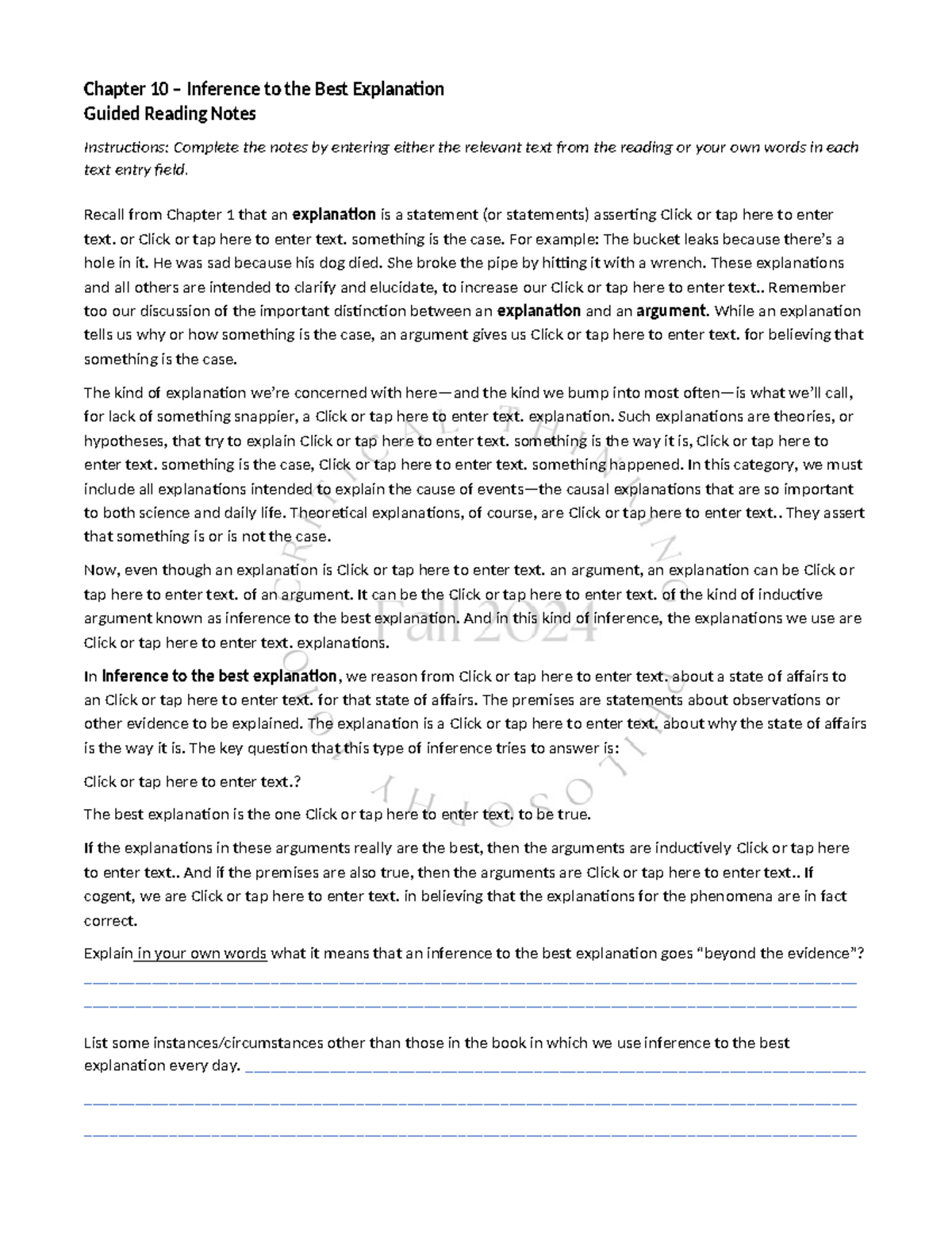 Chapter 10 Guided Reading Notes - Chapter 10 – Inference to the Best ...
