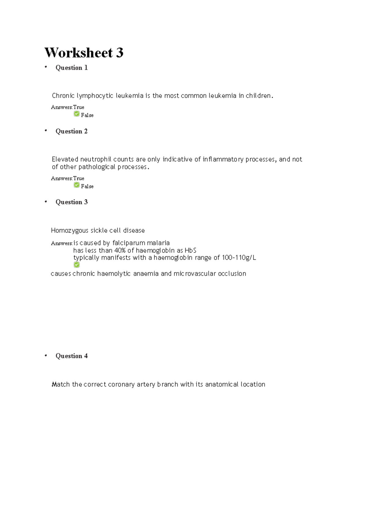 Pathological basis of disease worksheet 3 - Worksheet 3 Question 1 ...