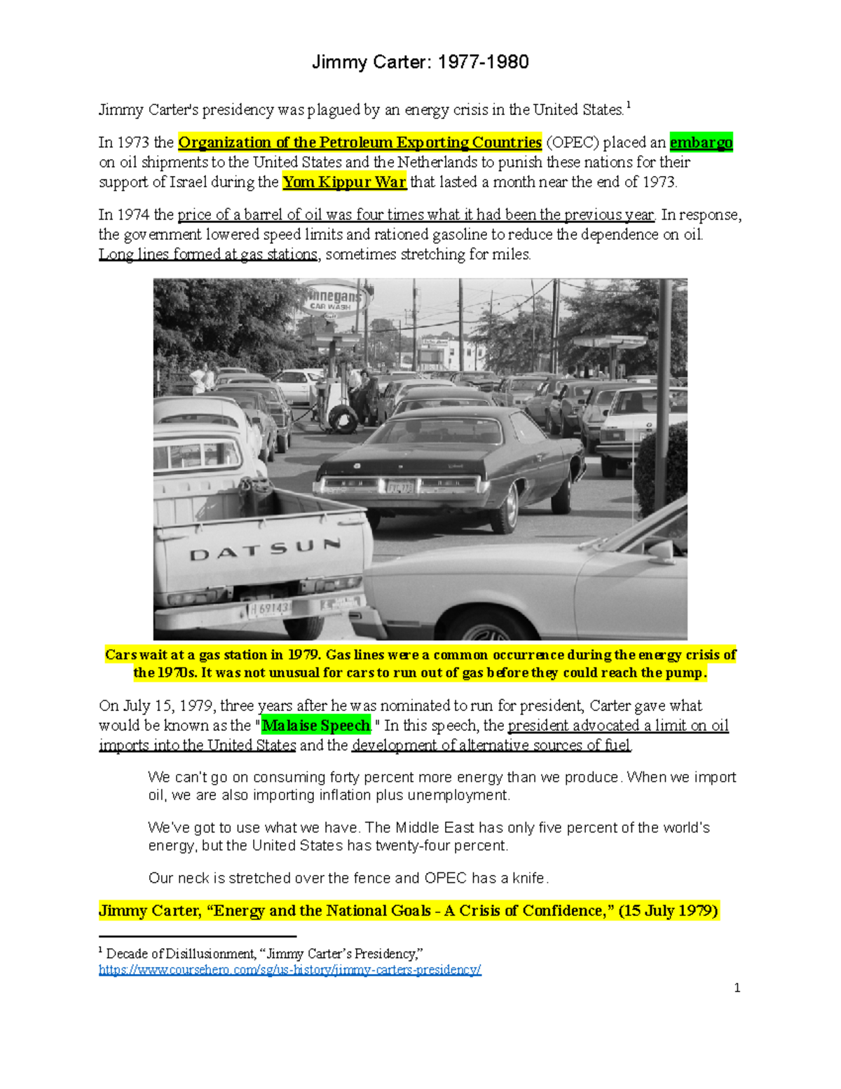 U29 L46 A1 Cold War with Jimmy Carter - Jimmy Carter's presidency was ...