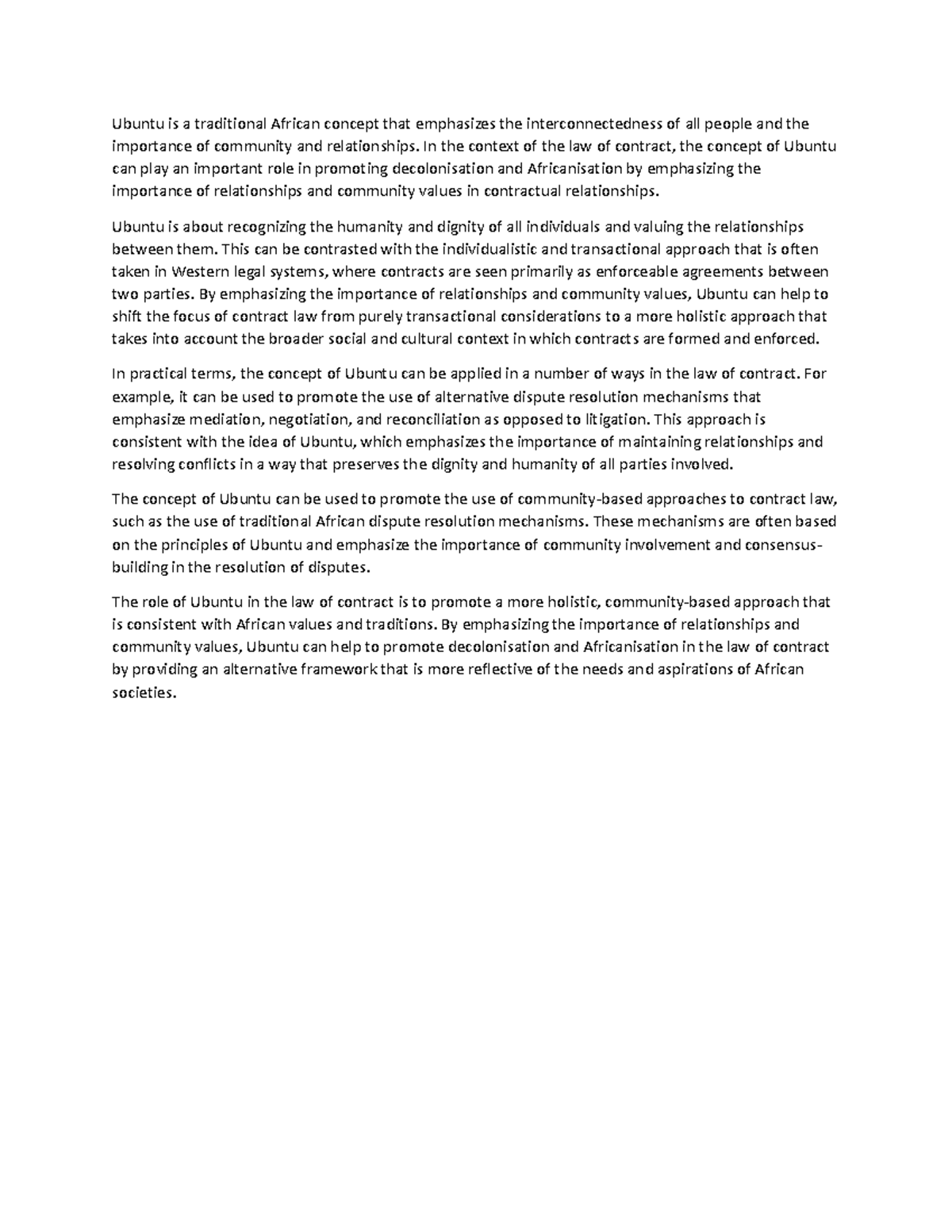 CNT Question 4 - Notes - Ubuntu is a traditional African concept that ...