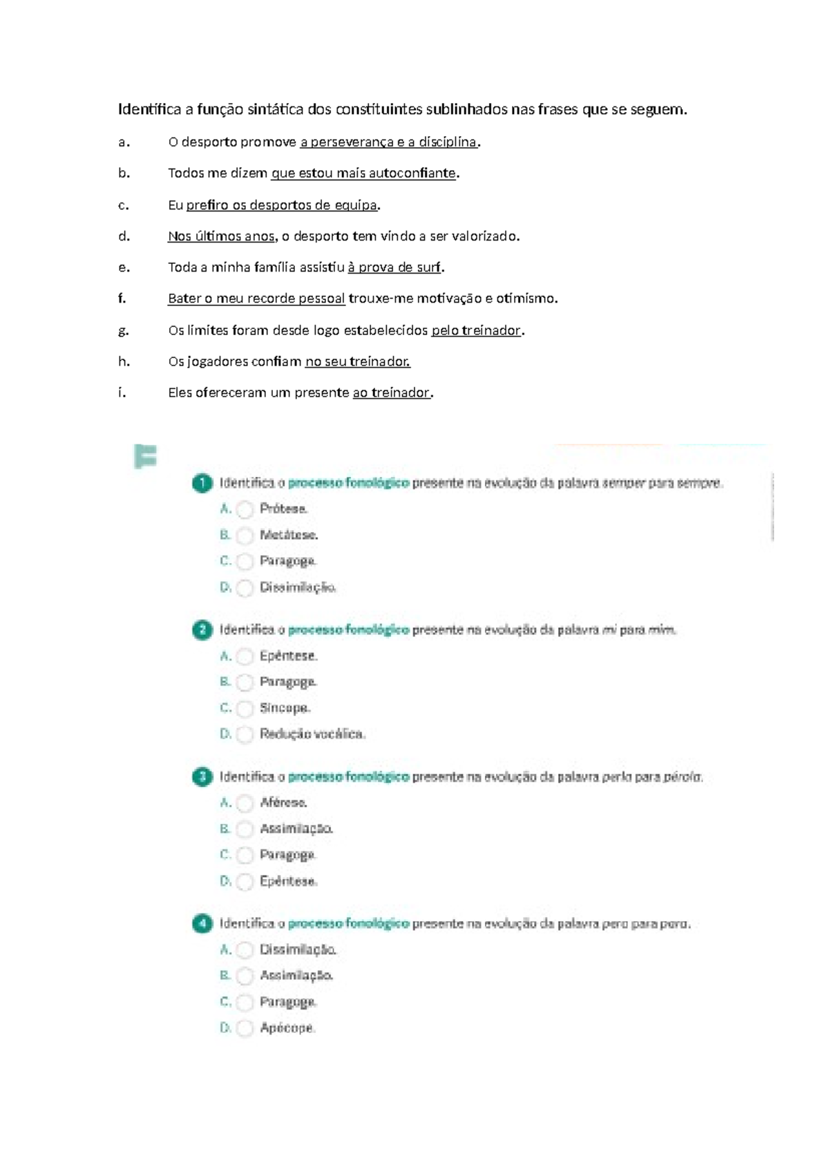 Função Sintática - Exercícios - LIBRAIN