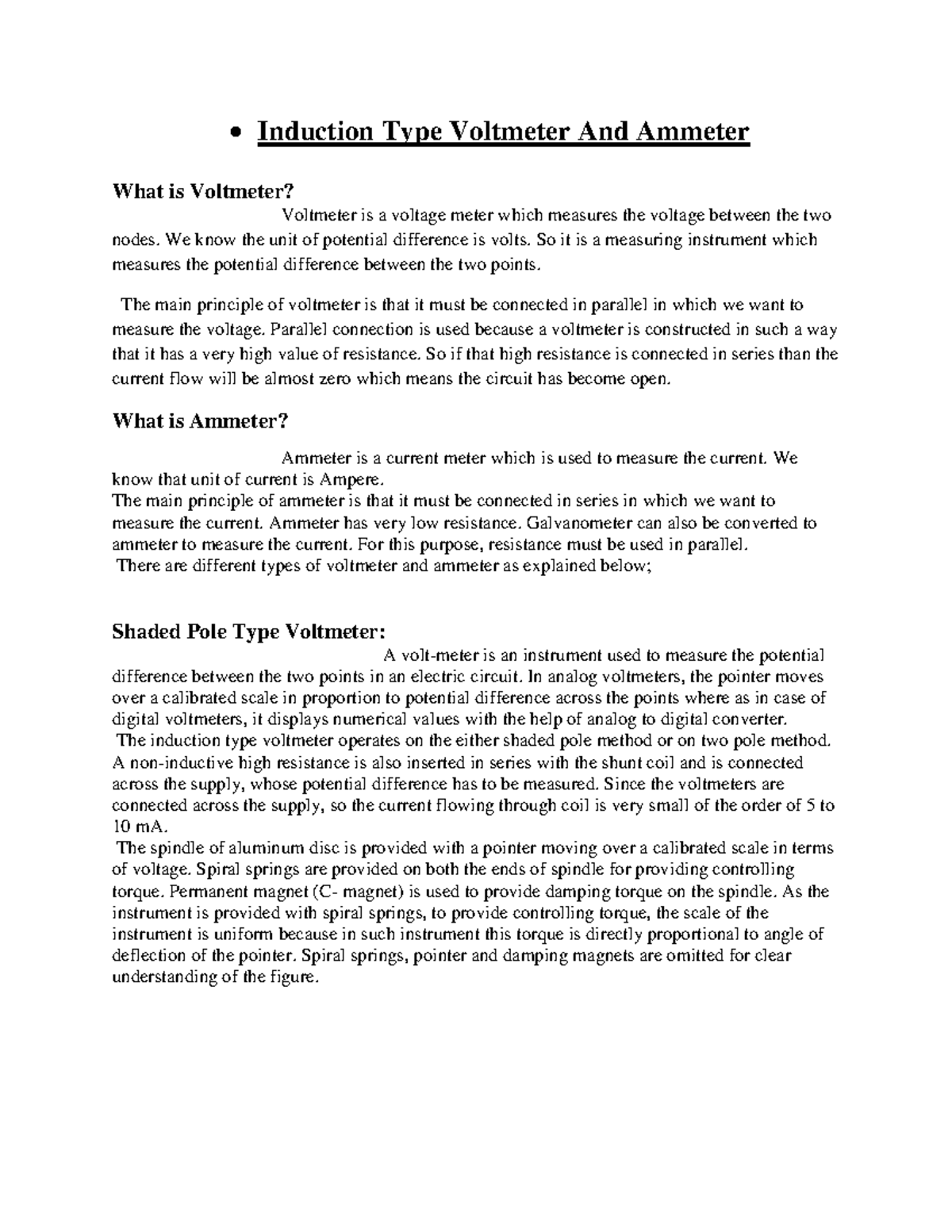 Assg. FGM - Induction Type Voltmeter And Ammeter What is Voltmeter ...