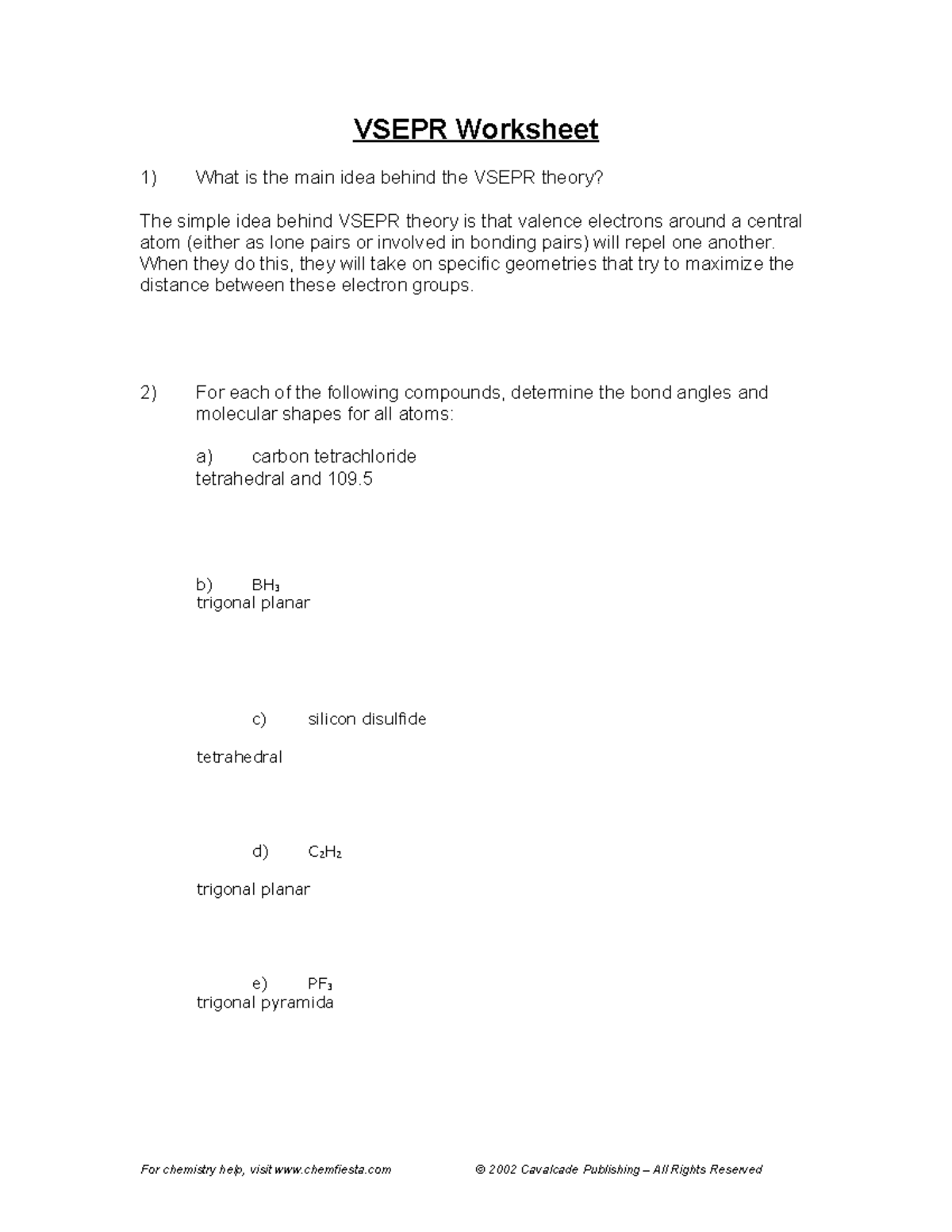 Copy of vsepr-worksheet - VSEPR Worksheet 1) What is the main idea ...