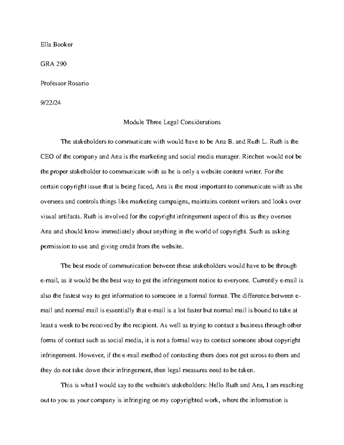 Ella Booker 5 - rggsxdfsde - Ella Booker GRA 290 Professor Rosario 9/22 ...