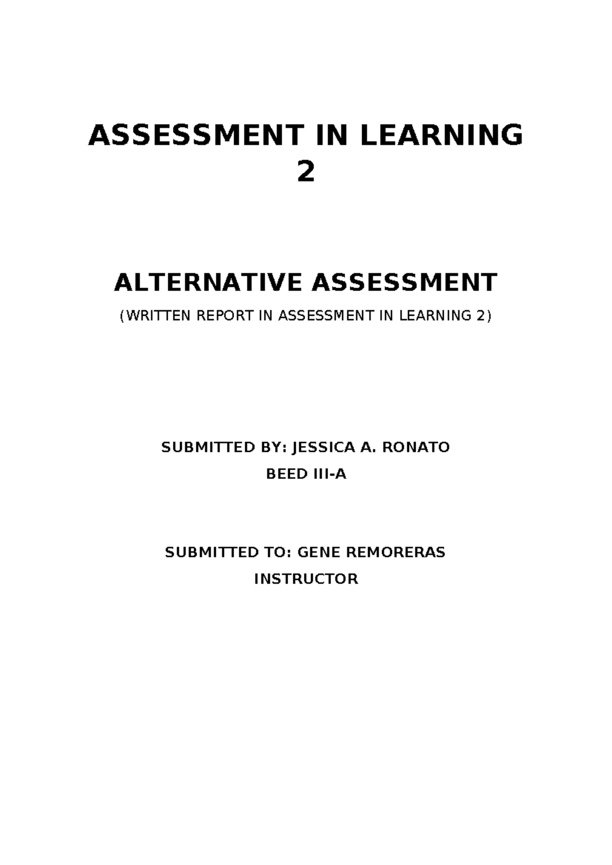 Assessment Learning 2 - this well help you in your study and you can ...