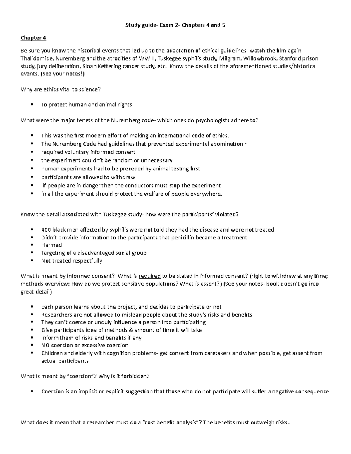 EXAM 2 Study Guide - Chapters 4-5 - Study Exam Chapters 4 and 5 Chapter ...