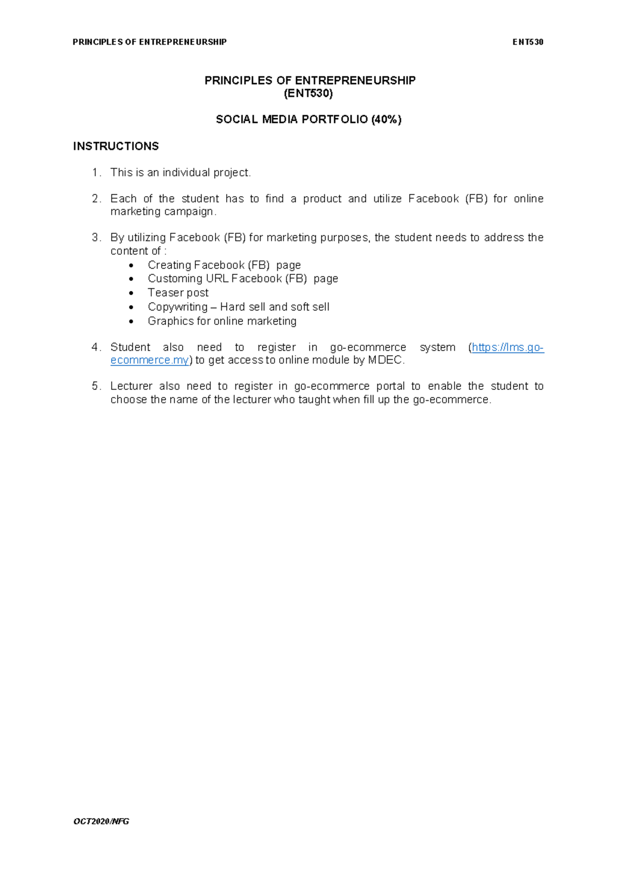 TASK 2 Social Media Portfolio - PRINCIPLES OF ENTREPRENEURSHIP ENT ...