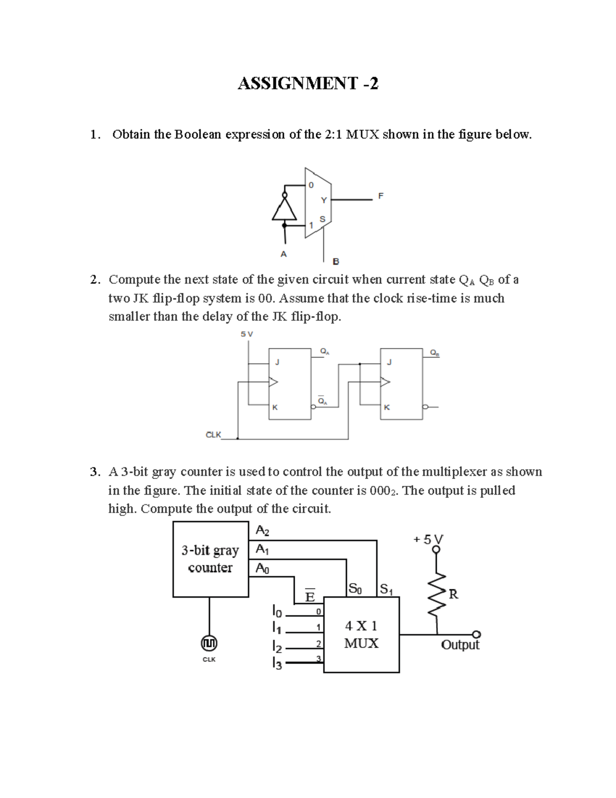 Assignment -2 - assignement de - ASSIGNMENT - Obtain the Boolean expression of the 2:1 MUX shown ...