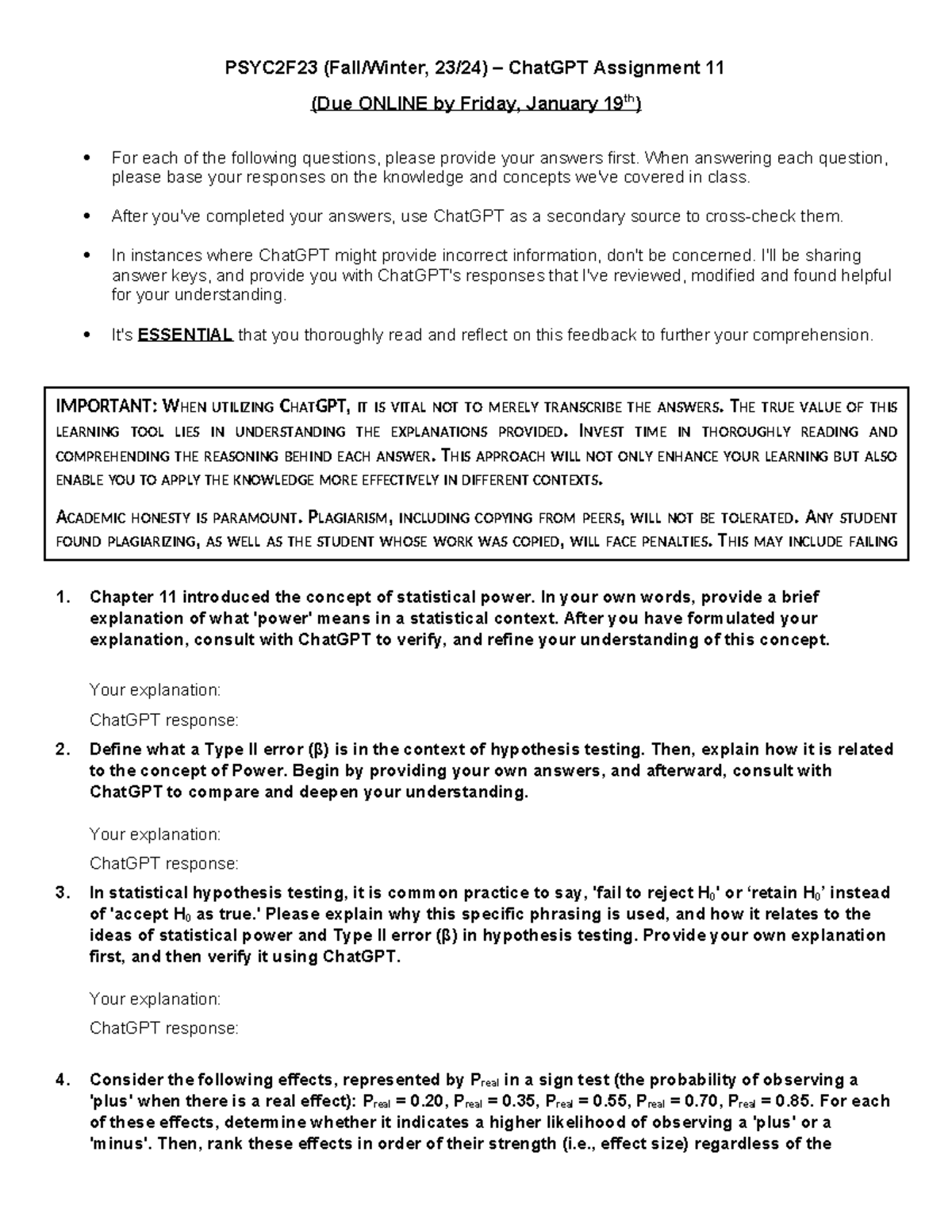 PSYC2F23 Chat GPT Assignment #11 - PSYC2F23 (Fall/Winter, 23/24) – ChatGPT Assignment 11 (Due ...