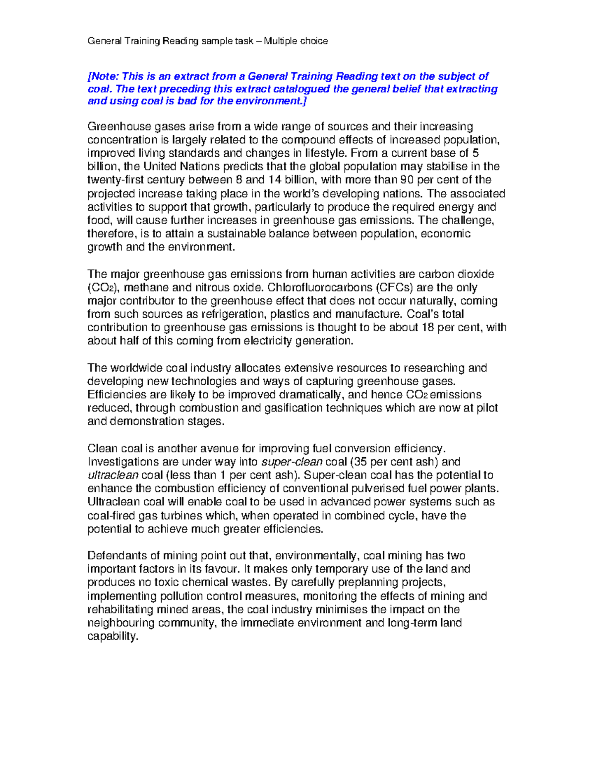 115024 General Training Reading sample task - Multiple choice - [Note ...