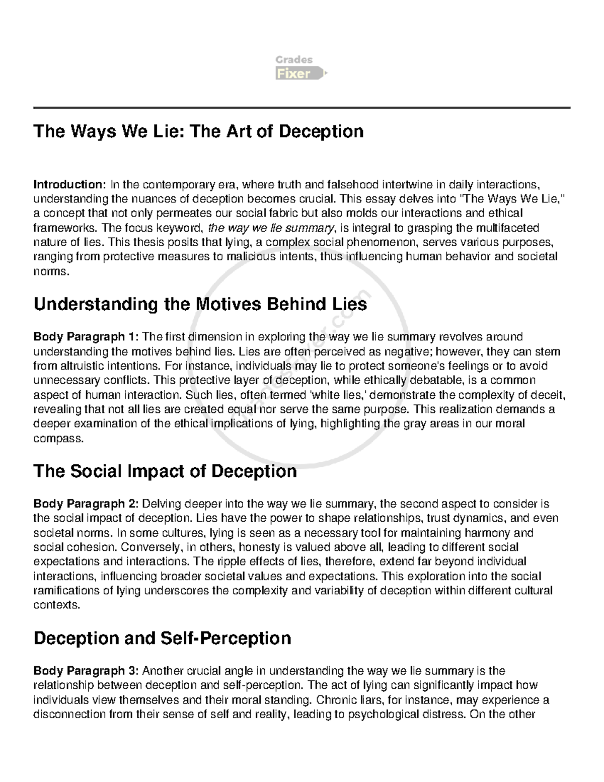 The Ways We Lie The Art of Deception - The Ways We Lie: The Art of ...