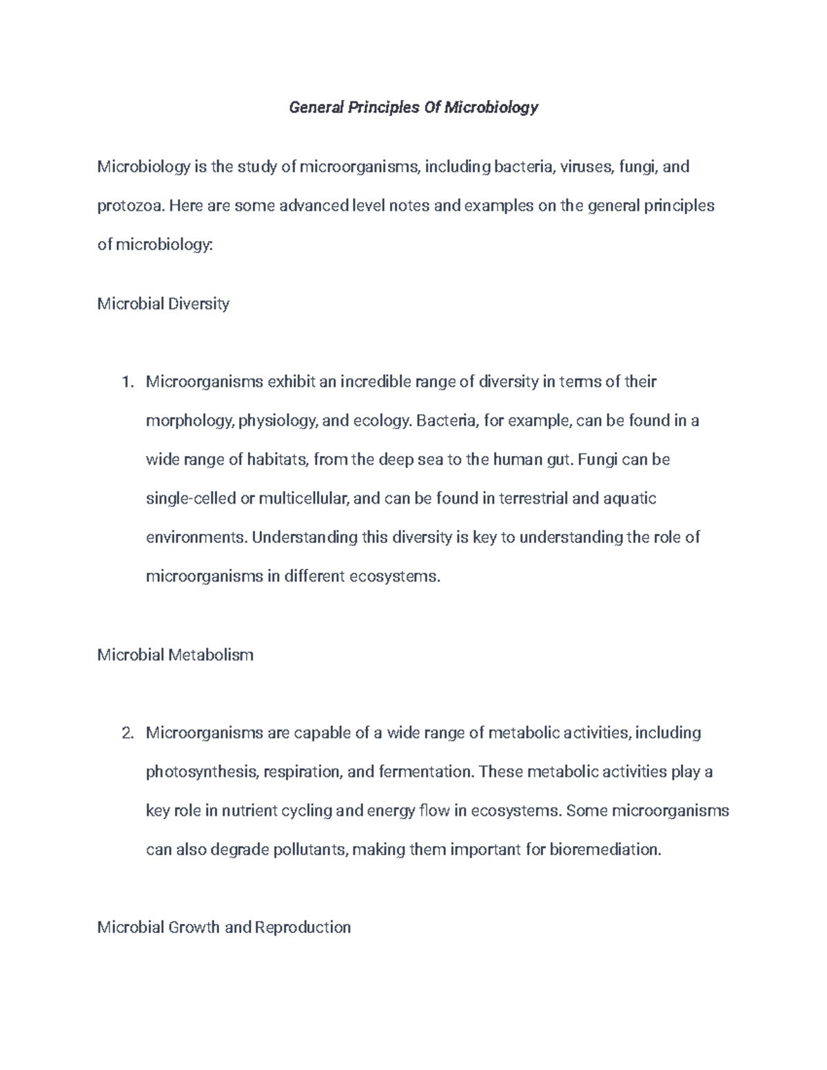 Notes on General Principles Of Microbiology - General Principles Of ...