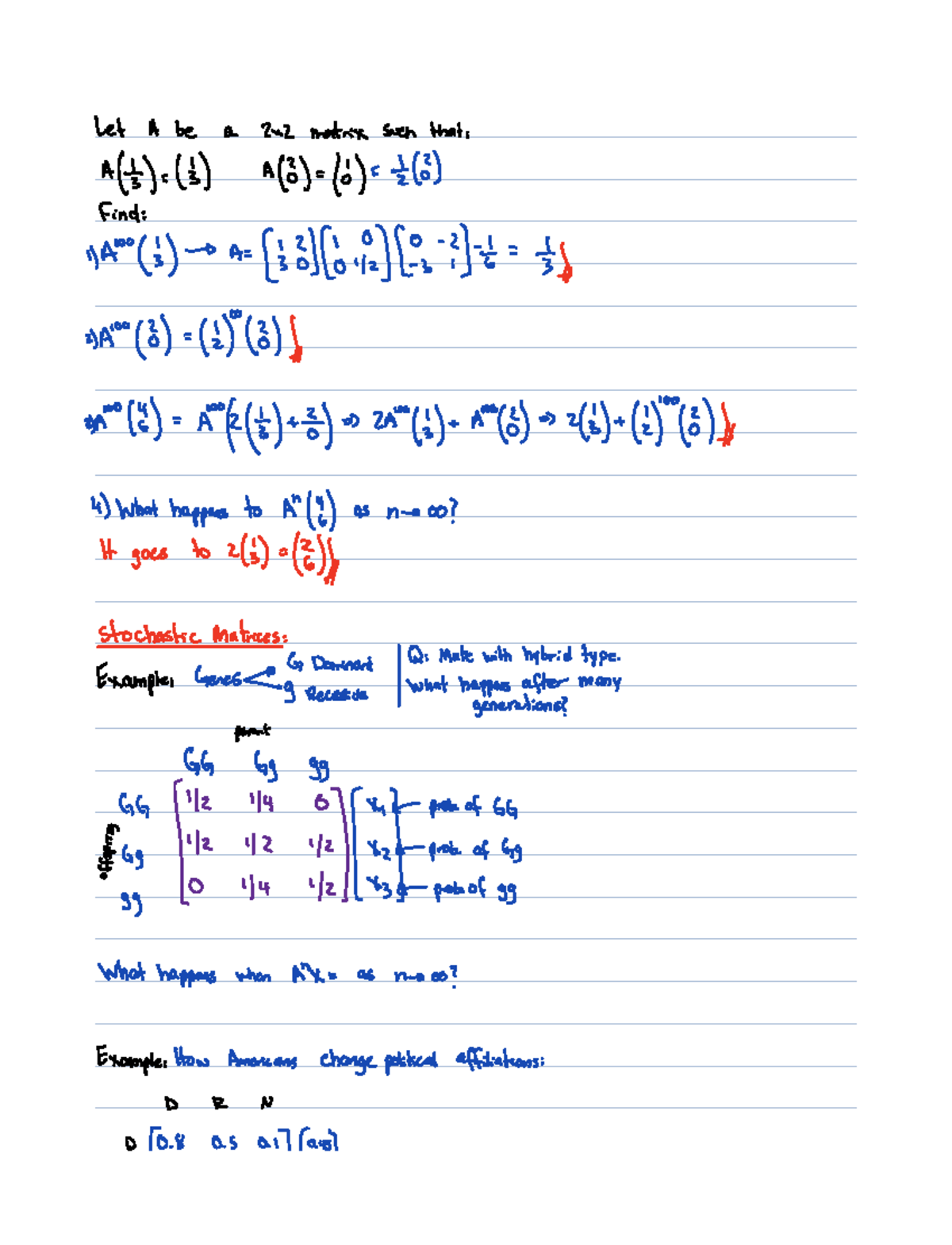 5 6 Stochastic Matrices Let A Be A 2 2 Matrix Such That Als S Ag I