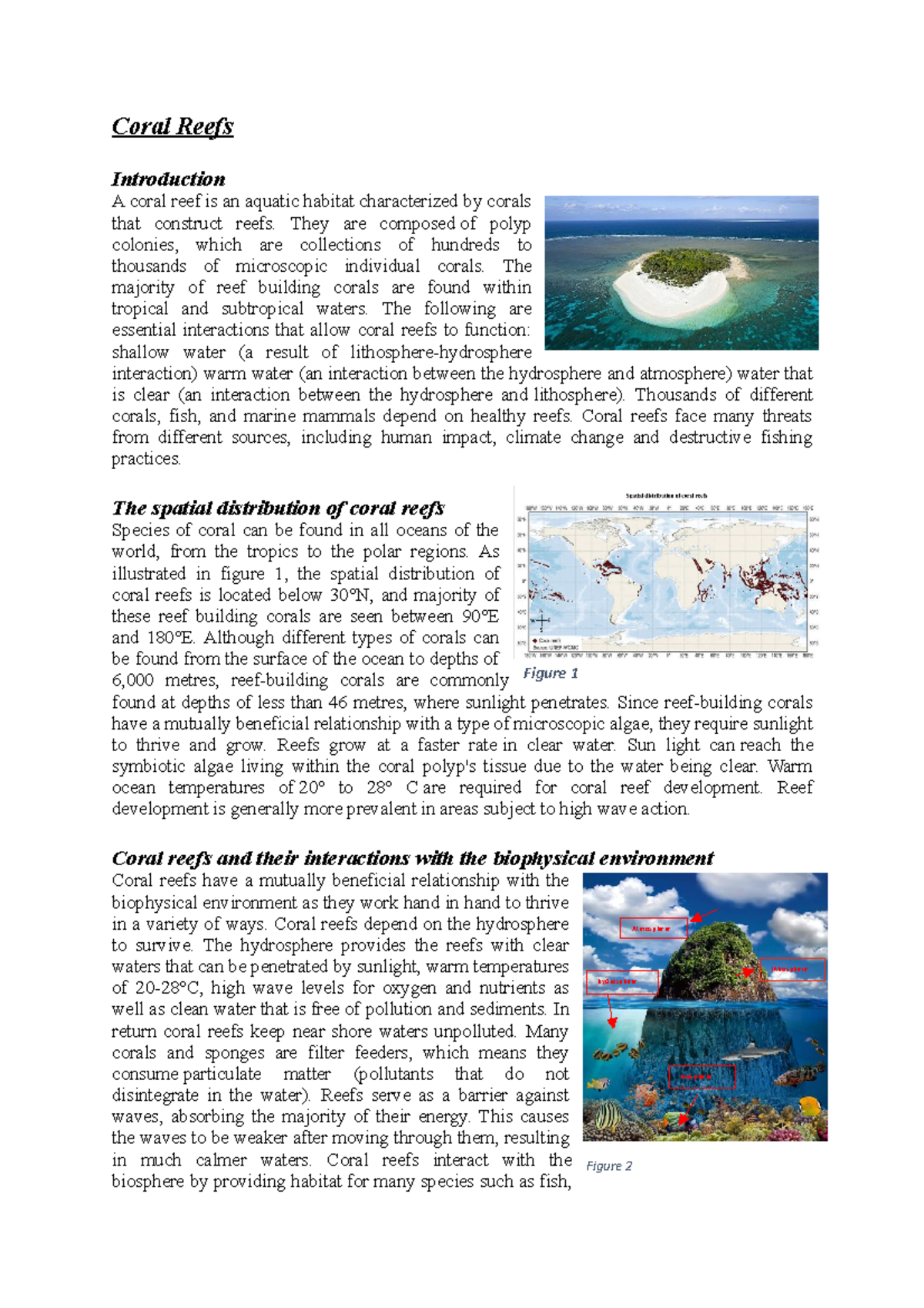 Coral Reefs - detailed notes band 6 - Coral Reefs Introduction A coral ...