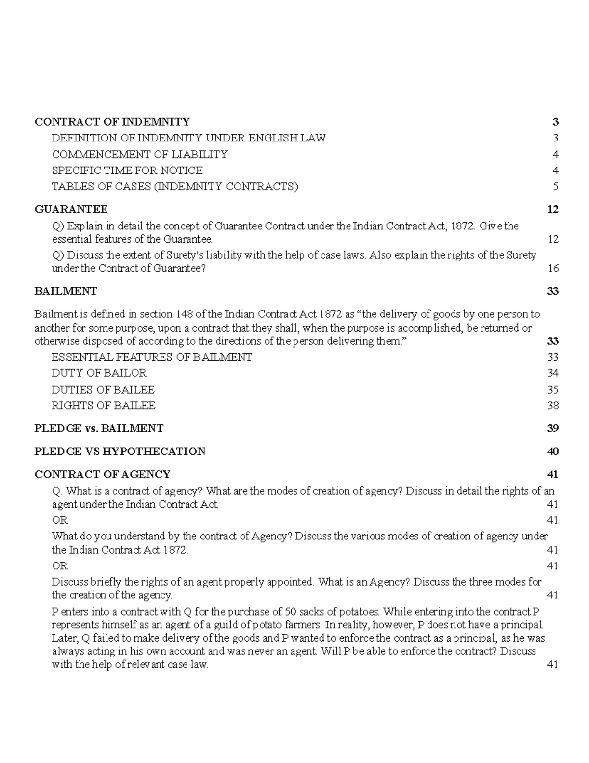 Special Contracts sheersh - CONTRACT OF INDEMNITY 3 DEFINITION OF ...
