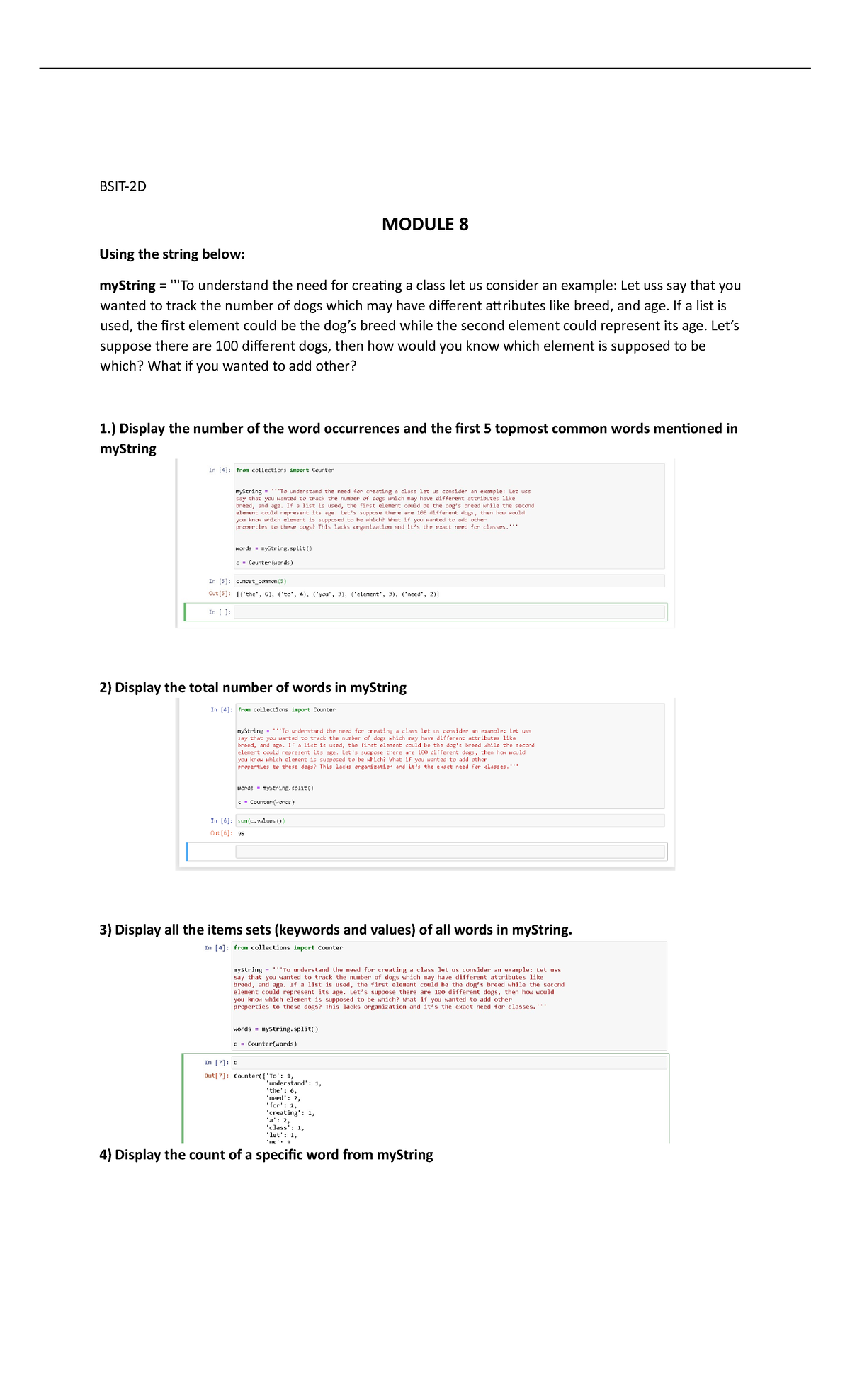 JT3ICCj W 5r9l - Lecture Notes - BSIT-2D MODULE 8 Using the string ...