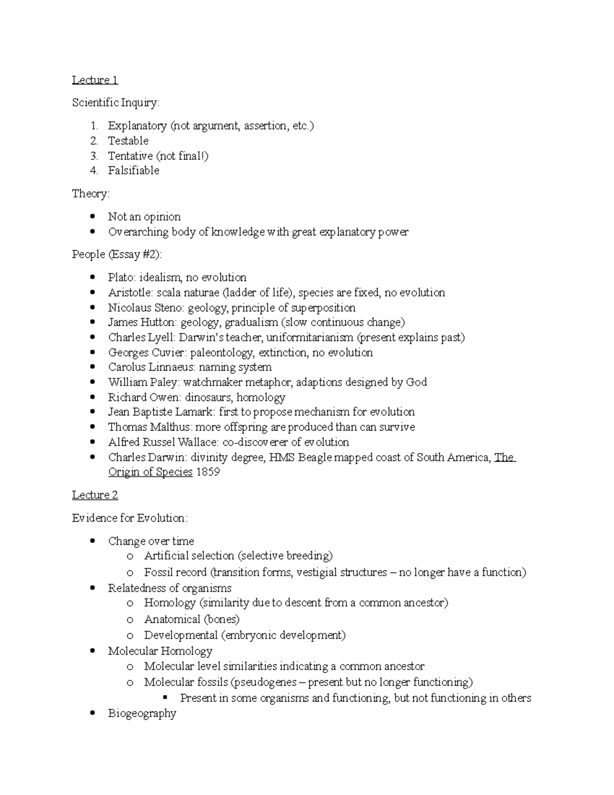 Exam 1 Review Workshop - Lecture 1 Scientific Inquiry: Explanatory (not ...