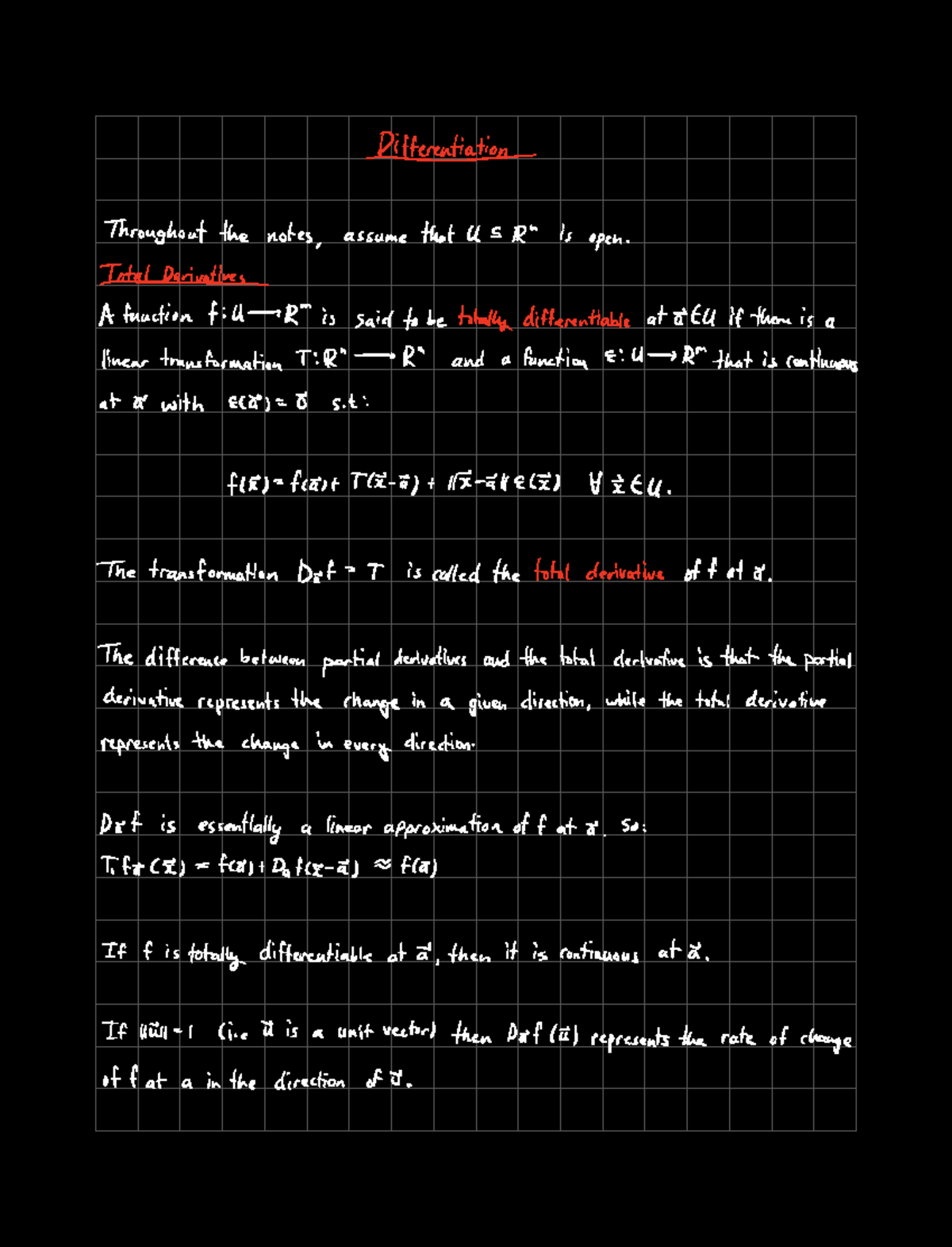 Differentiation, total derivatives, jacobian matrix gradient ...