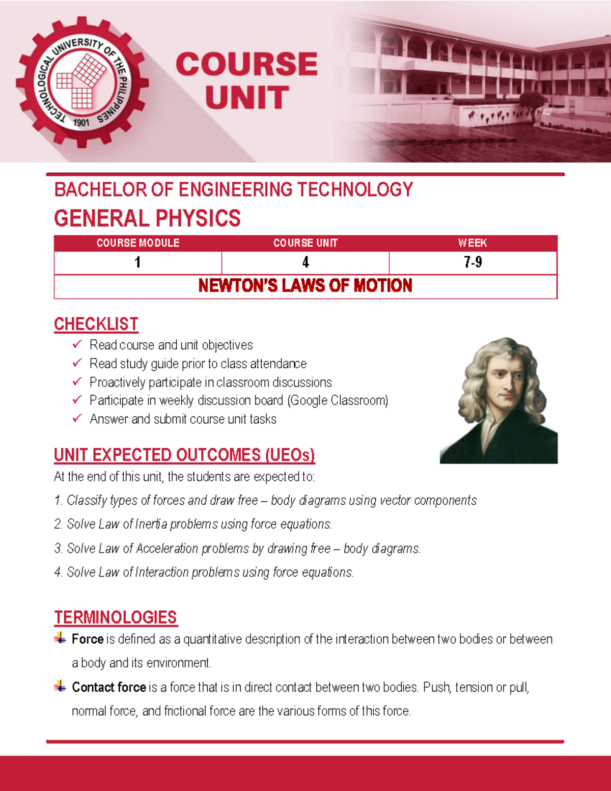 General physics lecture Course module 4 - BACHELOR OF ENGINEERING ...