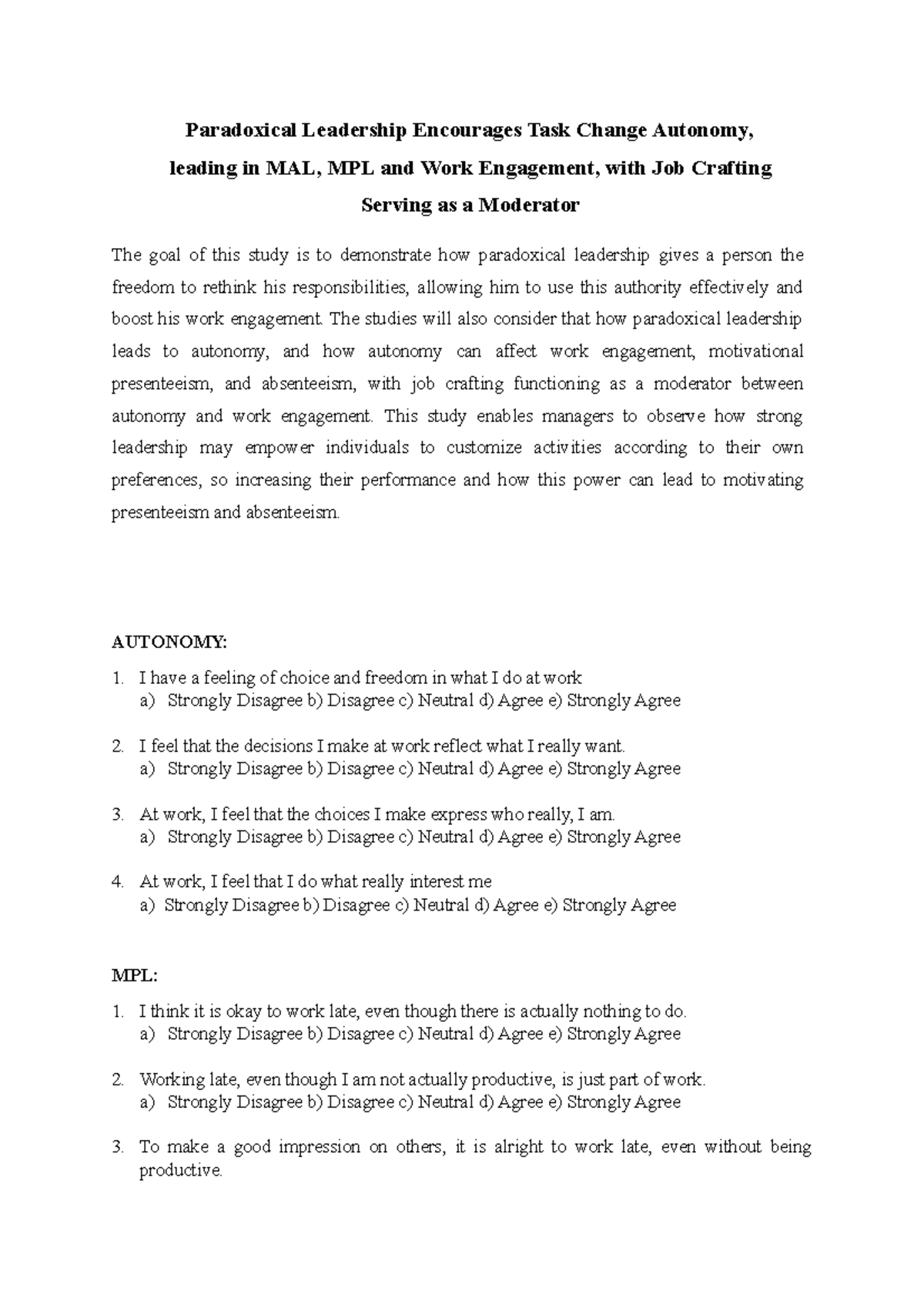 Questions (Yusra) - Paradoxical Leadership Encourages Task Change ...